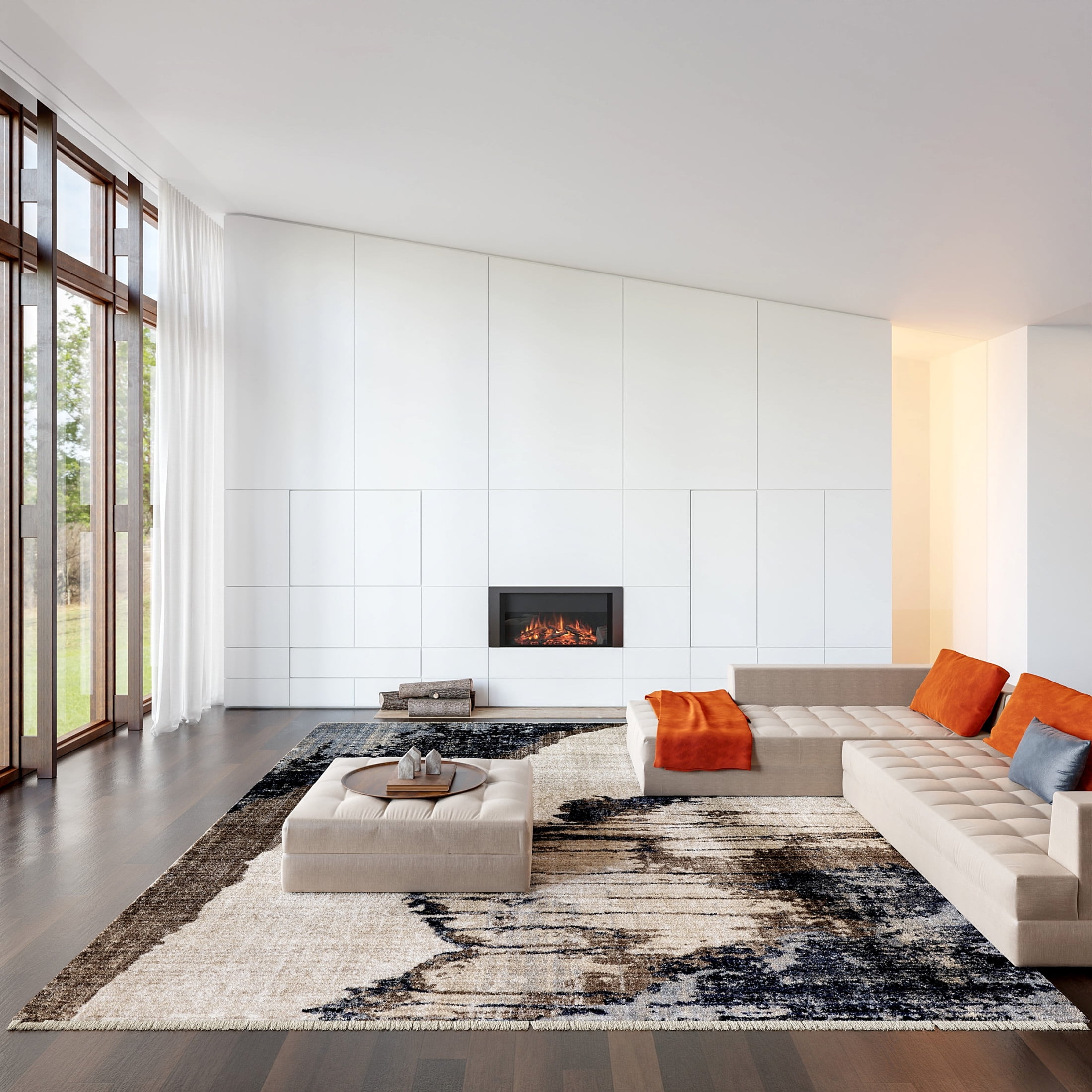 Rielle Contemporary Abstract Area Rug, 5' 3" x 7' 7", Rielle Light ...