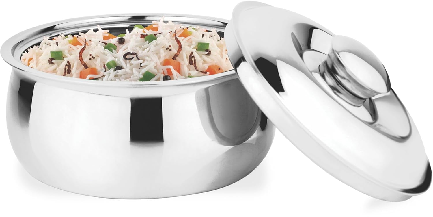 Prabha Stainless Steel Casserole for Cooking 1500ml Stainless Steel ...