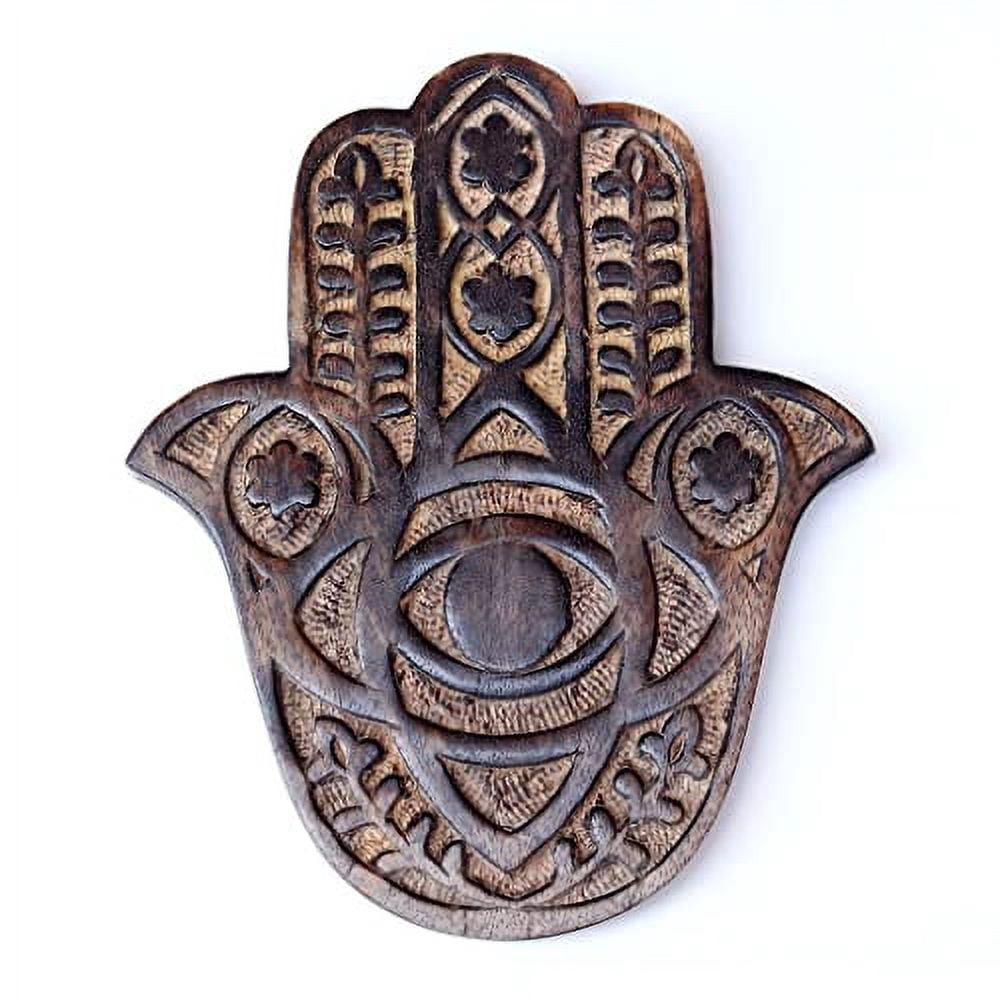 Prabhuji's Gifts Wooden Hamsa - Hamsa Decor - Hand of Fatima Mango Wood ...