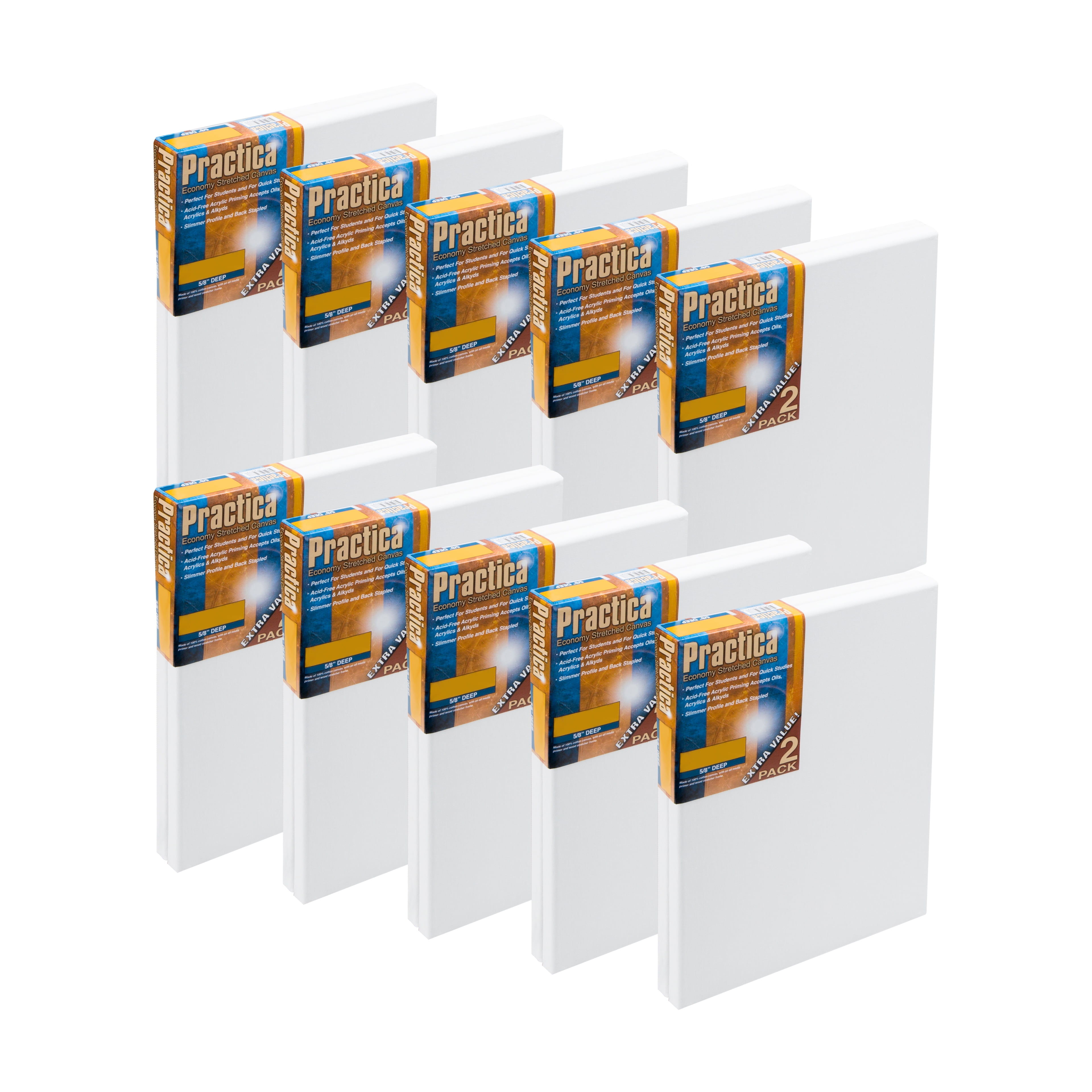 Practica Economy Stretched Cotton Canvas 20-Pack, 16x20" - Acid-Free ...