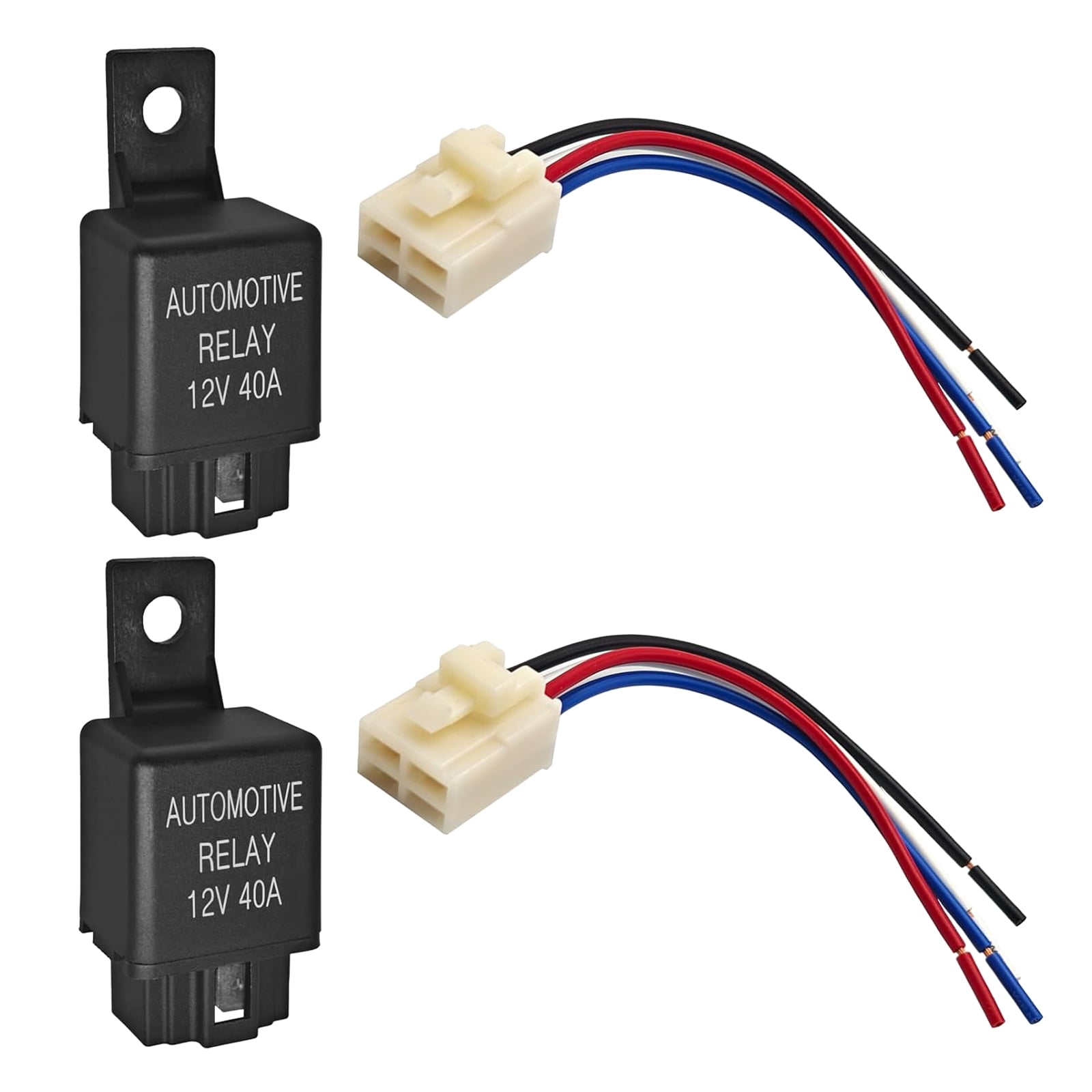 Practical 12V 40.0A Universals 4 Pin Automotive Relays Set of 2 With ...