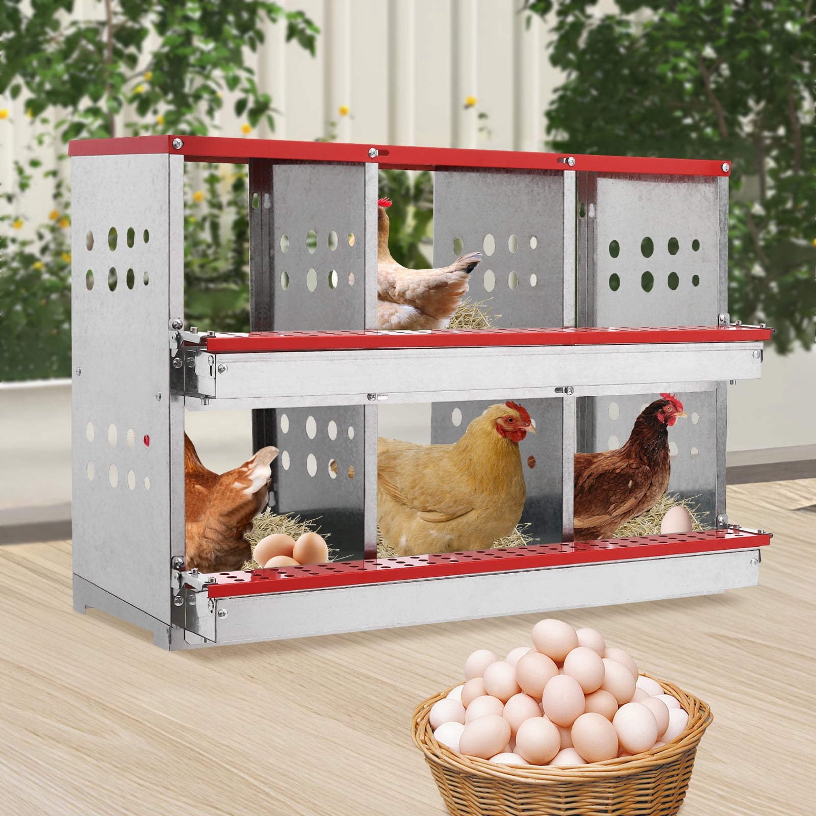 Practical 6-Compartment Chicken Nesting Box, Galvanized Steel ...