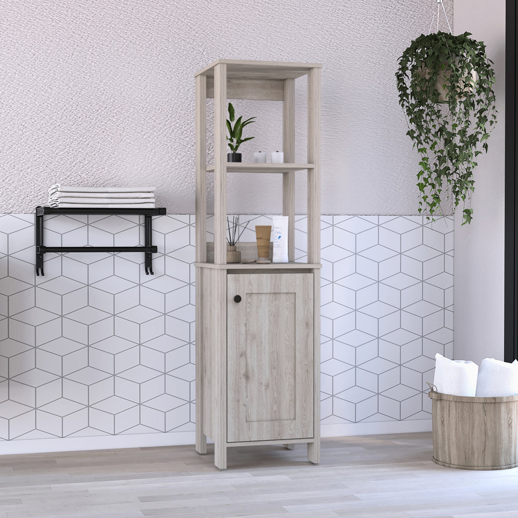 Practical Bathroom Cabinet Design - One - Door Unit with Two Interior ...