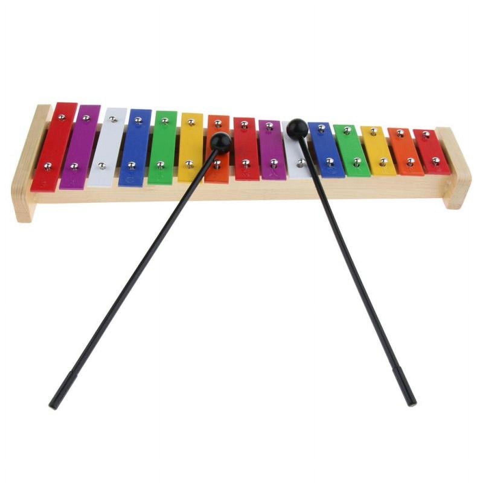 Practical Colorful Wooden 15 Tones Xylophone Sound Brick+2pcs Beaters ...