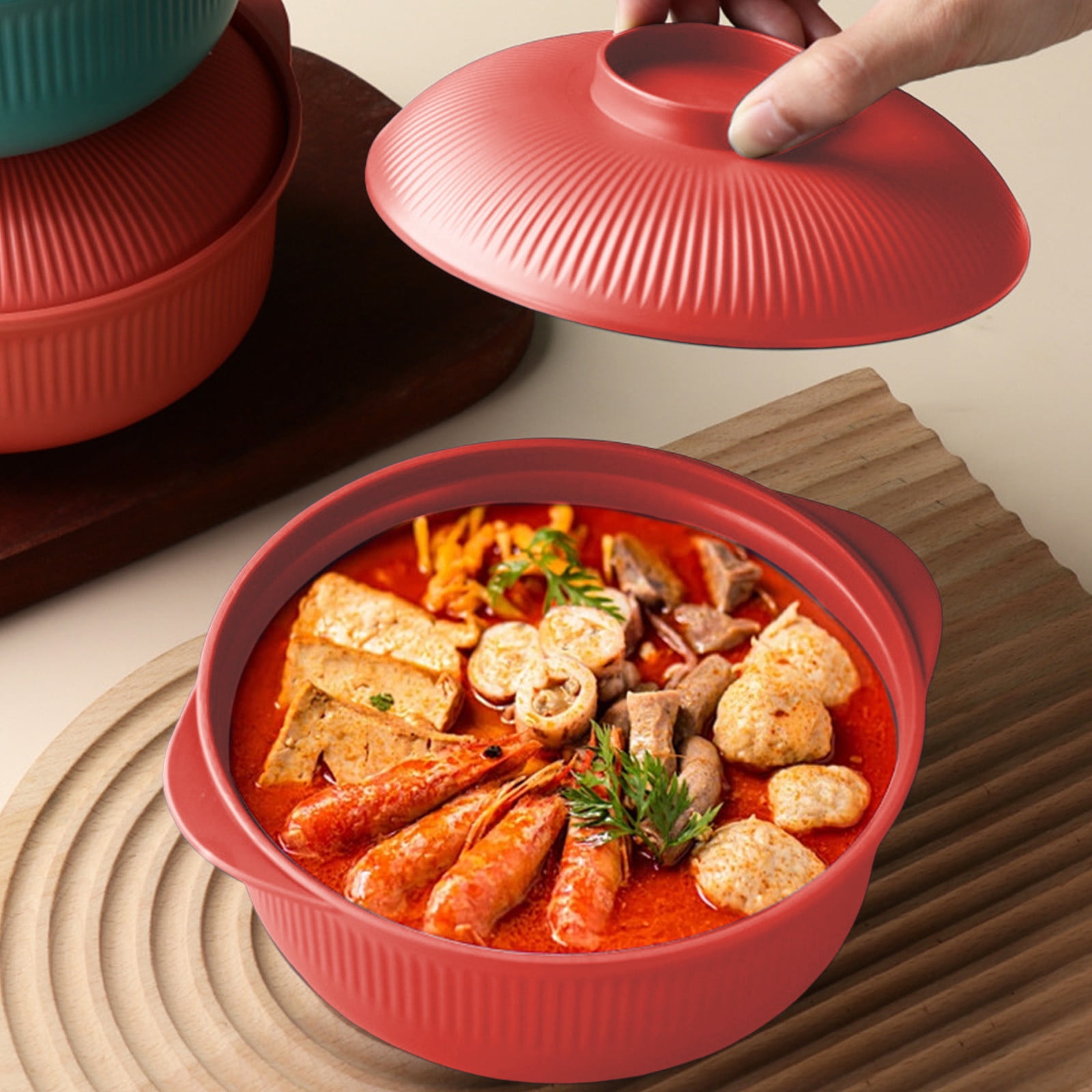 Practical Cooking Bowl with Lid, Fiber Bowl, Reusable and Kitchen ...