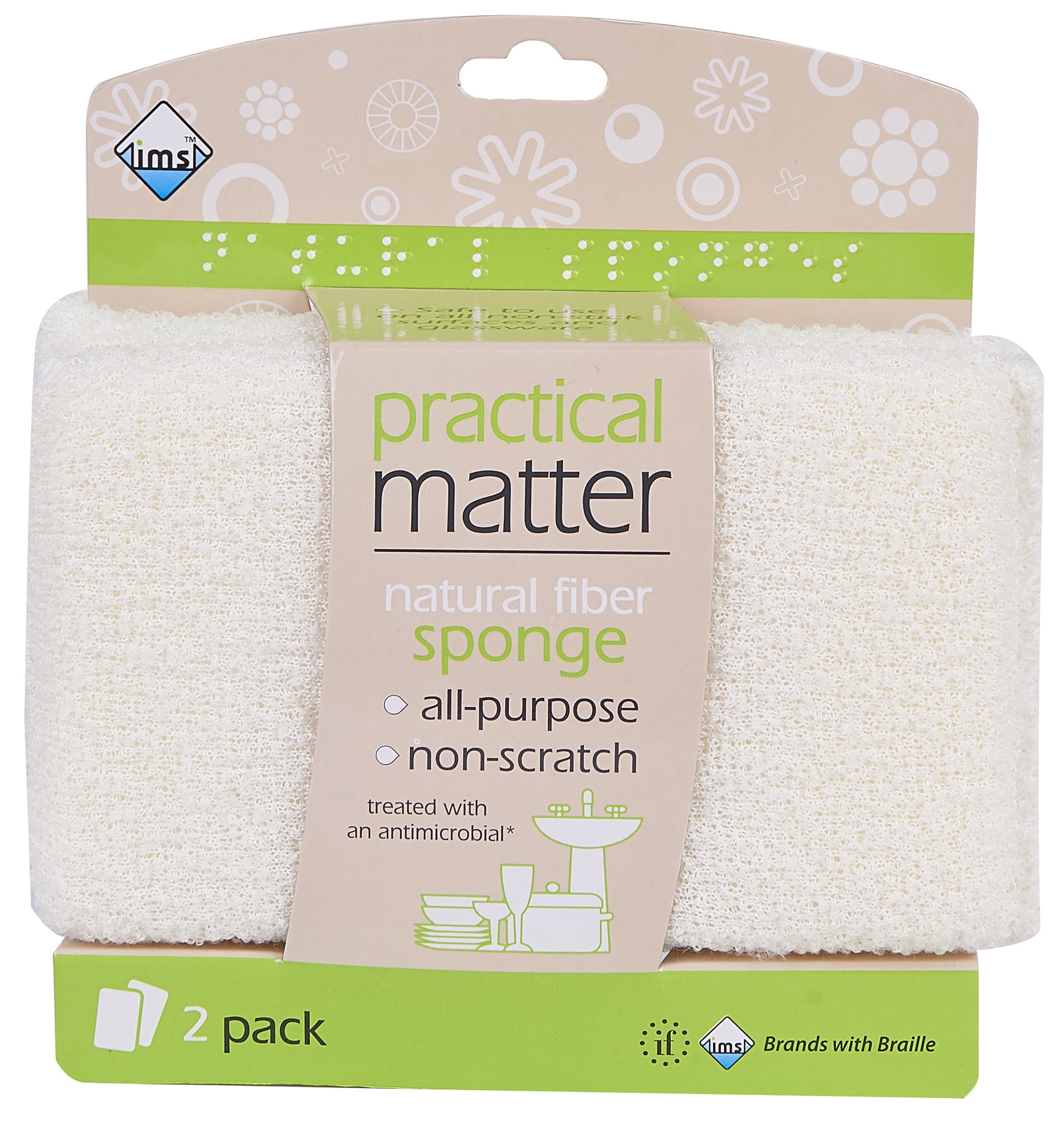 Practical Cotton Fiber Sponges - Set of 6 - Walmart.com