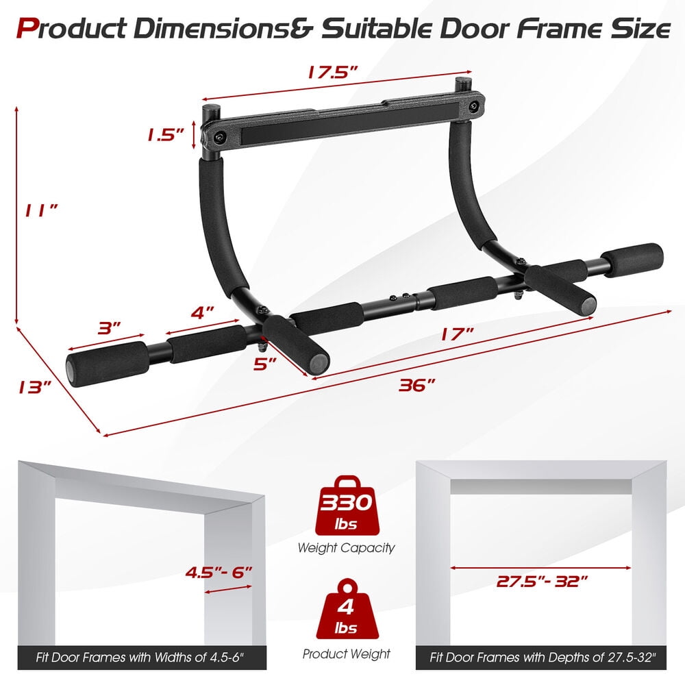 Practical Door Frame Chin-up Bar w/ 3 Grip Positions Upper Body Workout ...