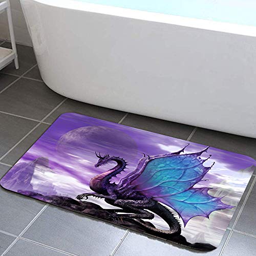 Practical Doormat for Home Entrance Medieval Fantasy Purple Dragon ...