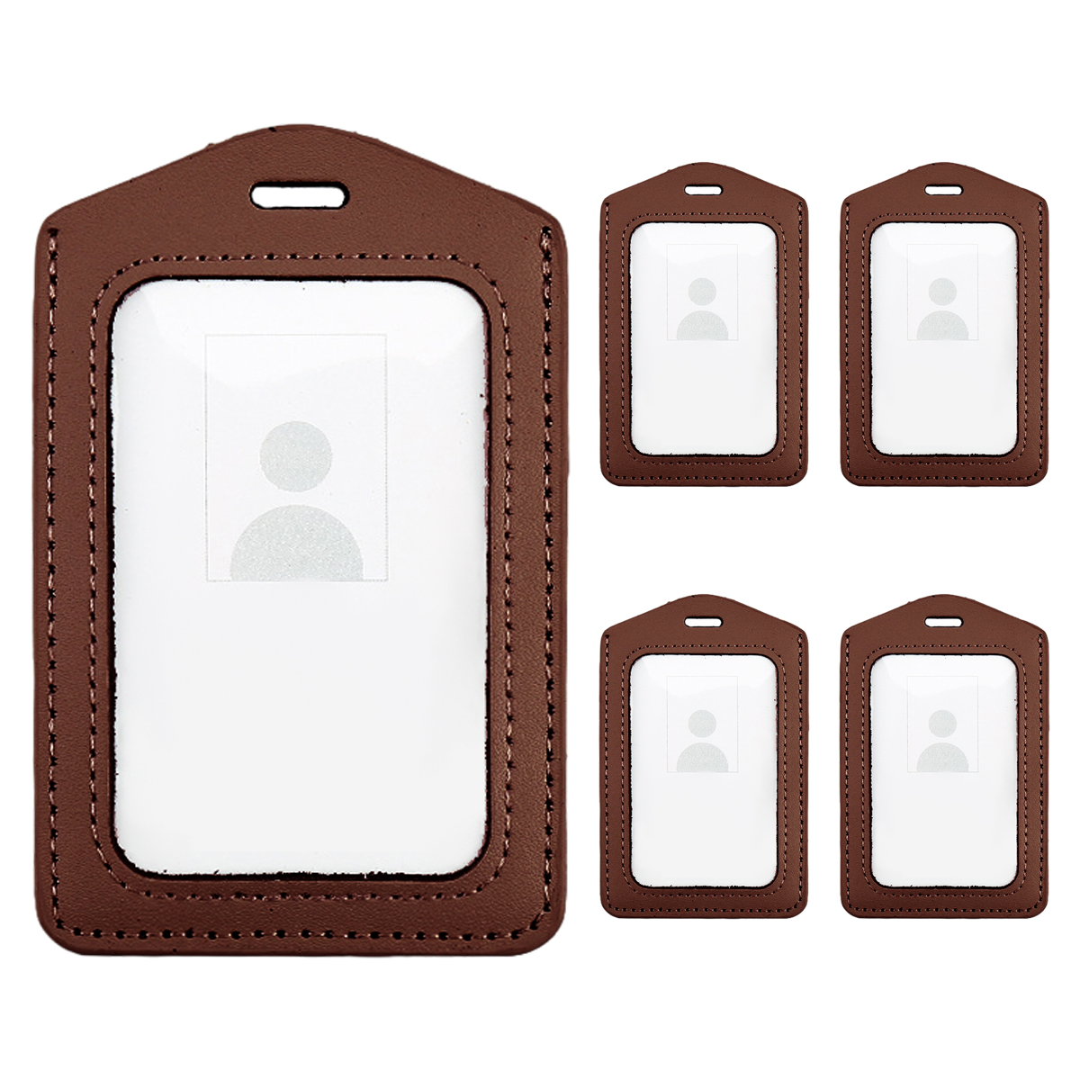 Practical ID Badge Holder,Vertical Style PU Leather ID Work Badge Card ...