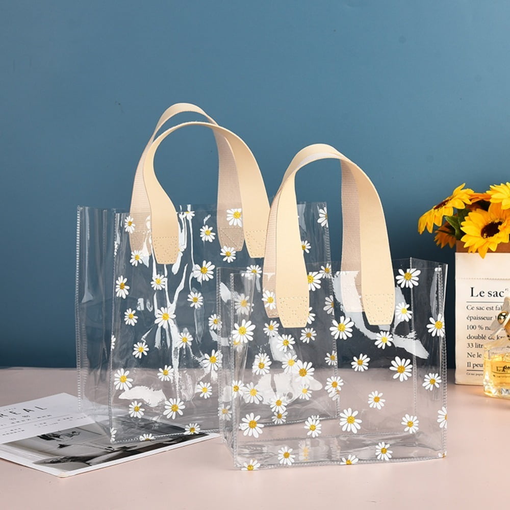 Practical Large Capacity Little Daisy Transparent PVC Clear Tote Bag ...