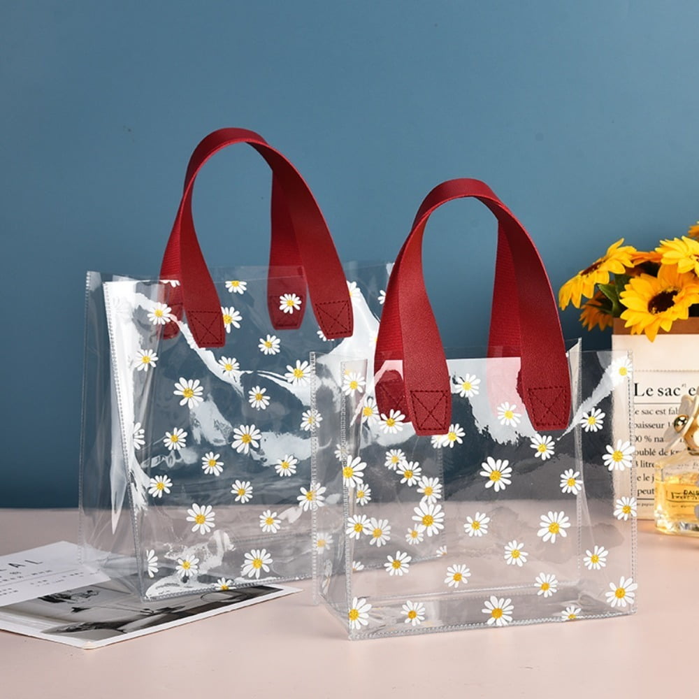 Practical Large Capacity Little Daisy Transparent PVC Clear Tote Bag ...