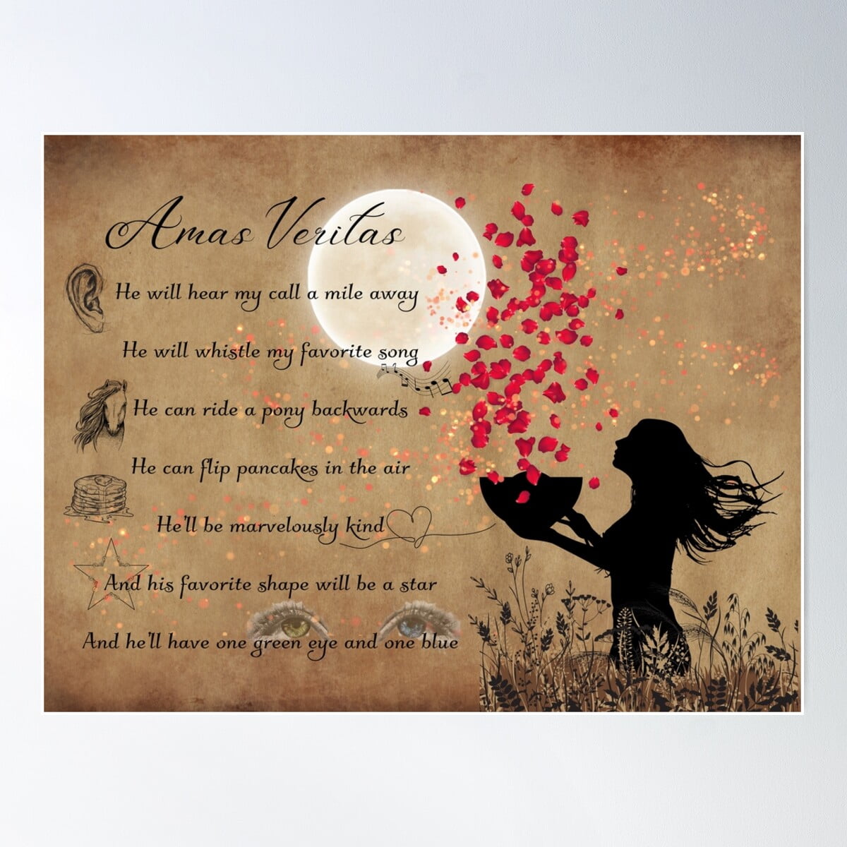 Practical Magic Quote Spell Amas Veritas Poster Wall Art, Modern Wall ...