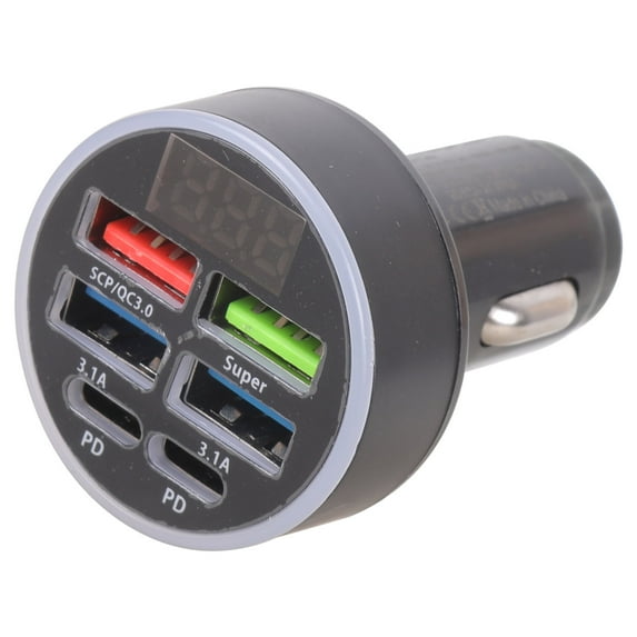 Practical Metal Plastic Car Charging Adapter with 4 USB Ports Real Time ...