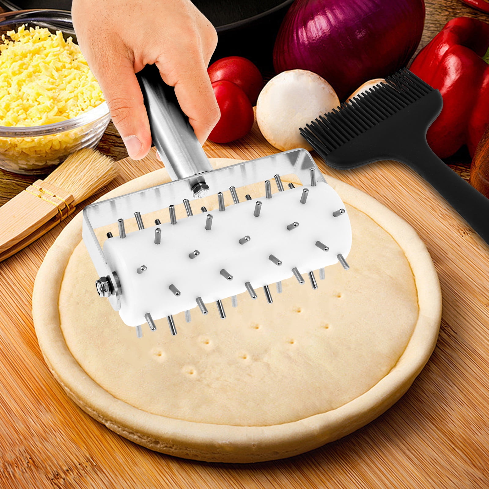 Practical Pizza Dough Docker Stainless Steel Pizza Dough Roller with ...