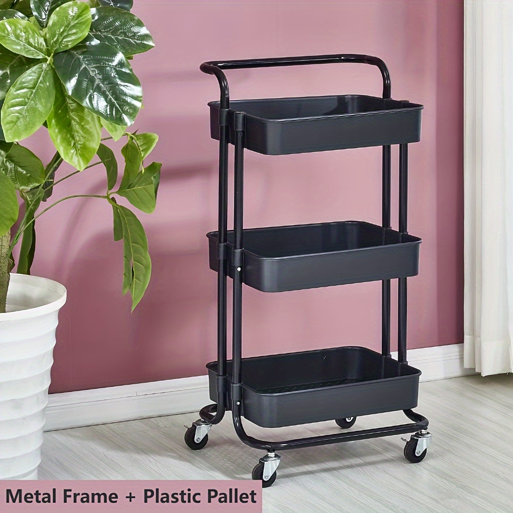 Practical Rolling Trolley, 3-tier Trolley with Lockable Wheels for ...