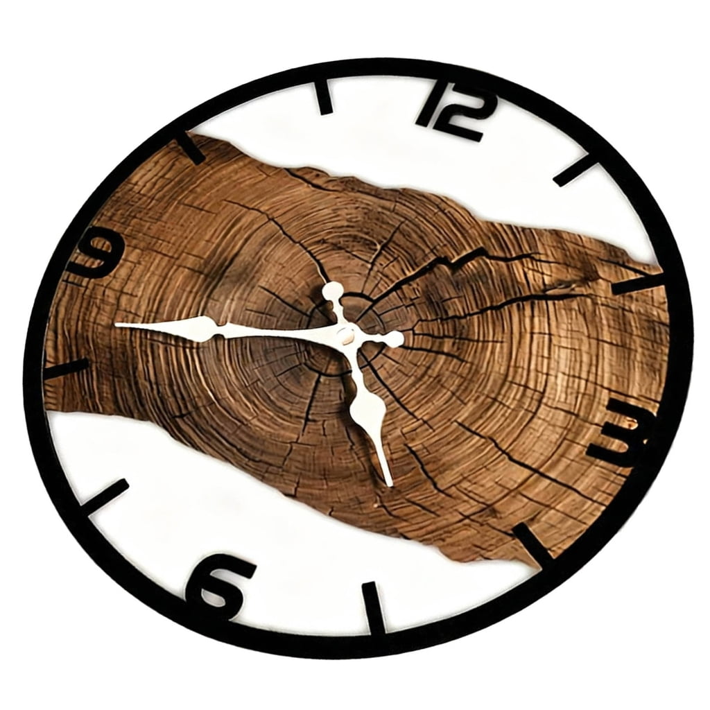 Practical Wood Quiet Wall Clock Metal Frame Easy Setups Office Living ...