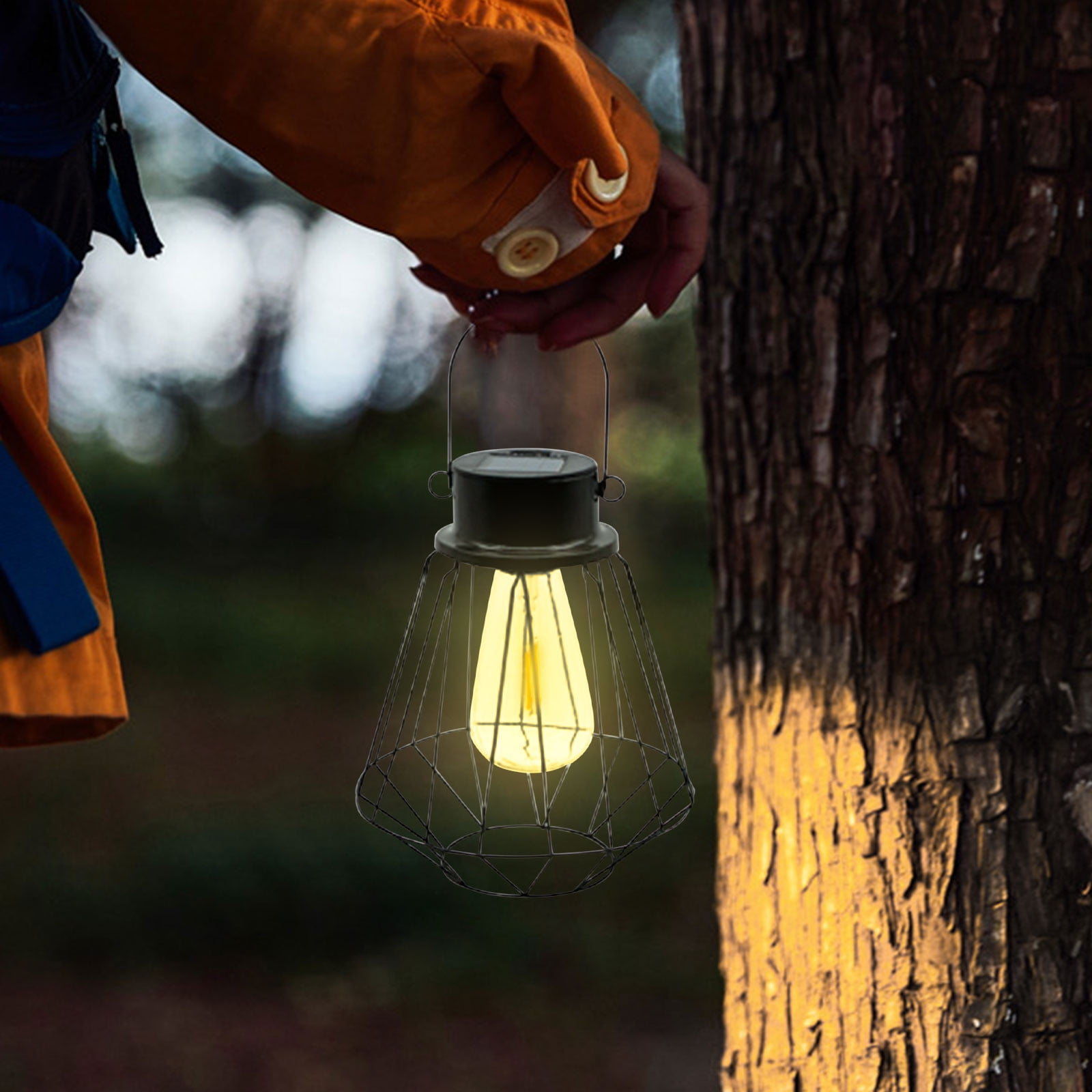 JilgTeok Outdoor Solar Lamp, Iron Art Solar Bulb, Circular Hanging Lamp ...