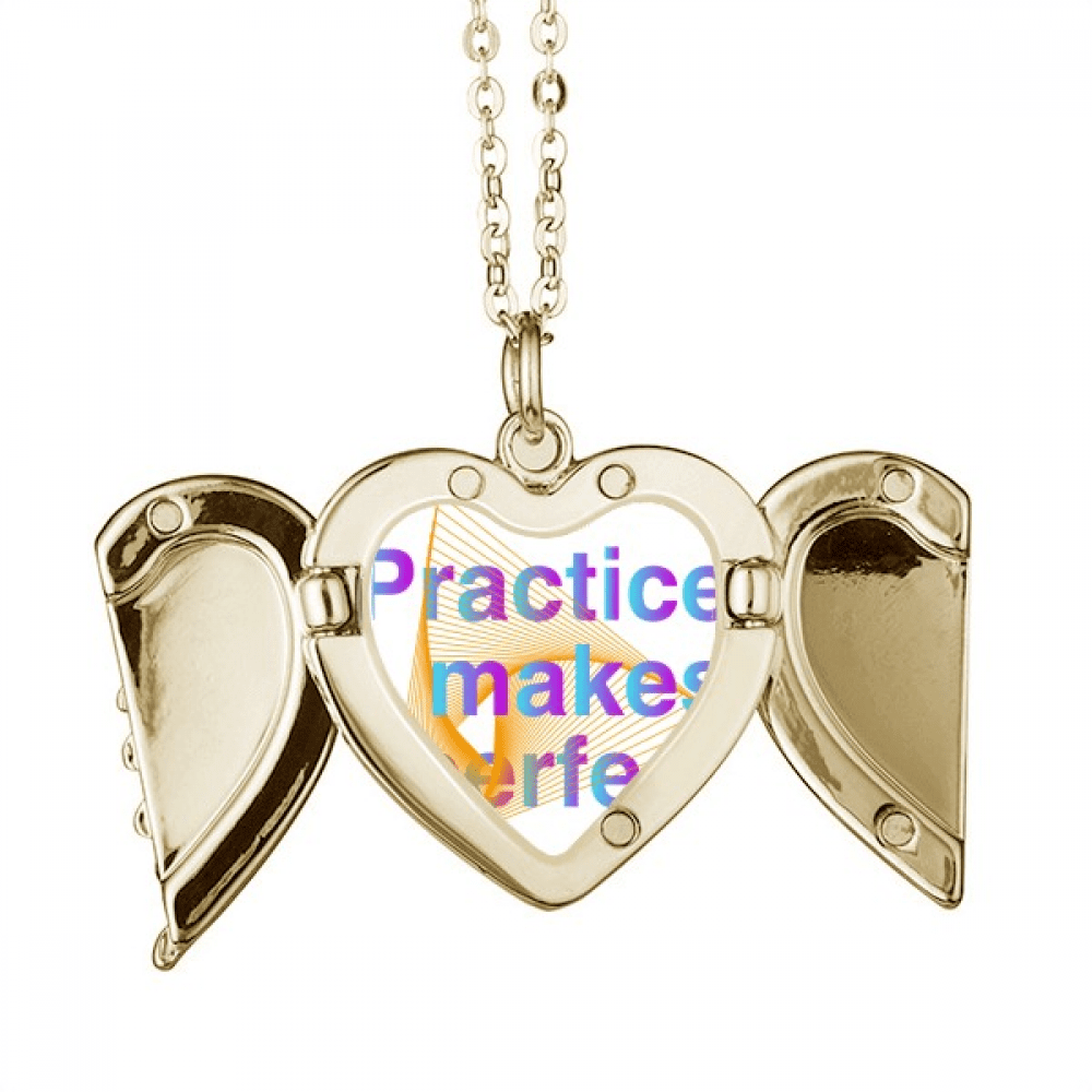 Practice Achieve Success Motto Folded Wings Peach Heart Pendant ...
