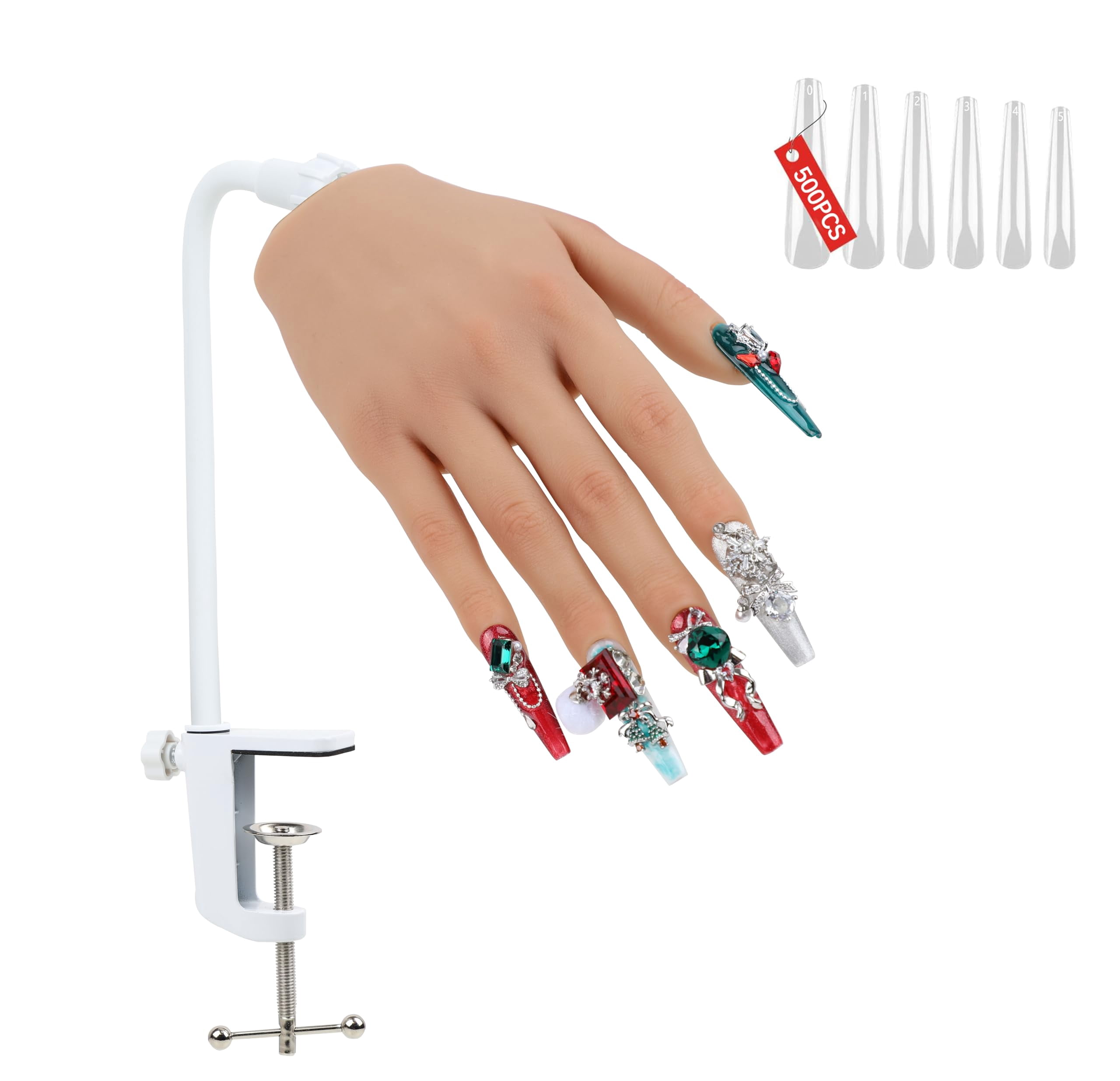 Practice Hand for Acrylic Nails with 500 Pcs Nails,Silicone Nail ...