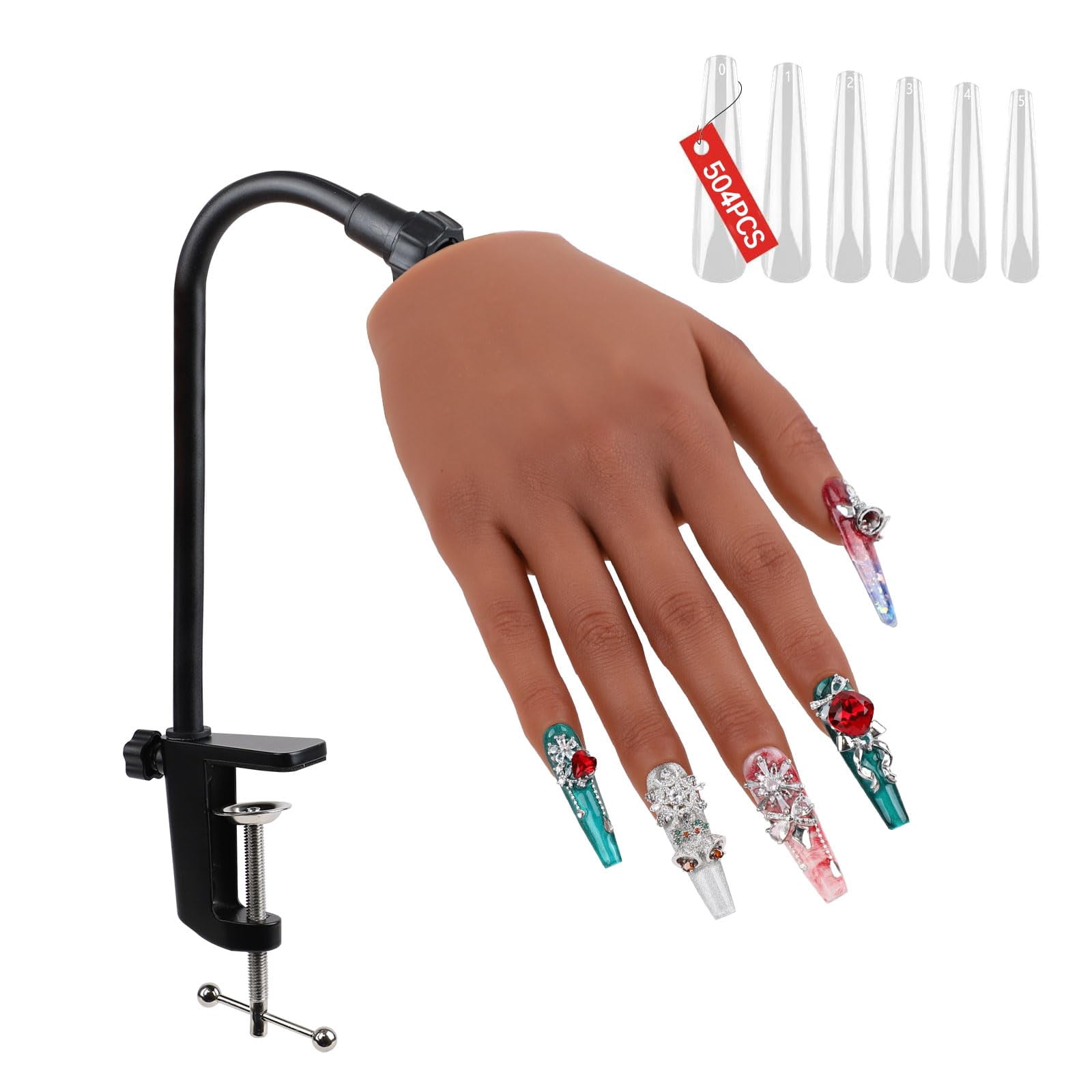 Practice Hand for Acrylic Nails with 504 Pcs Nails,Silicone Nail ...
