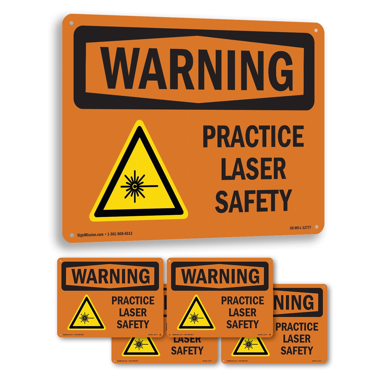 Practice Laser Safety OSHA WARNING Rigid Plastic Sign 24 Inch x 18 Inch ...