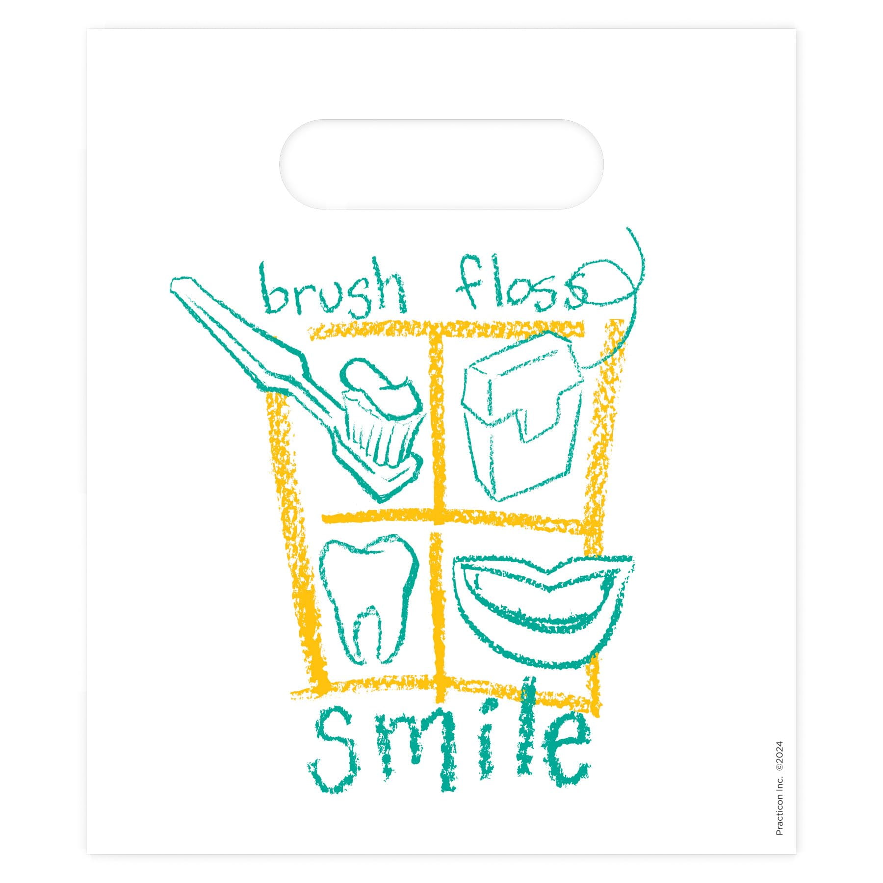 Practicon Brush Floss Smile STF9 7-3/4" x 9" Dental Giveaway Bag ...
