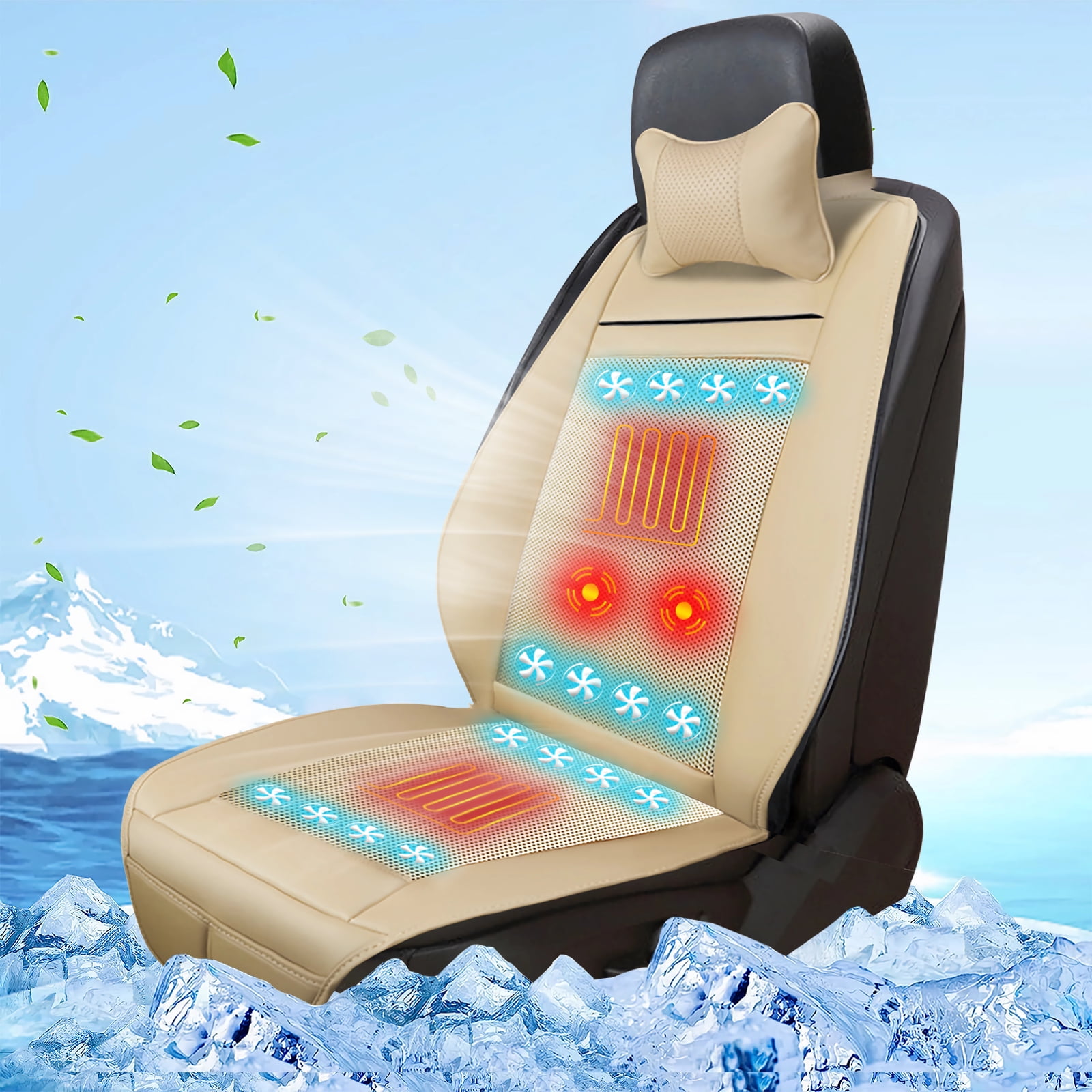 Practisol Heated Cooling Car Seat Cushion with Massager Heated Car Seat ...