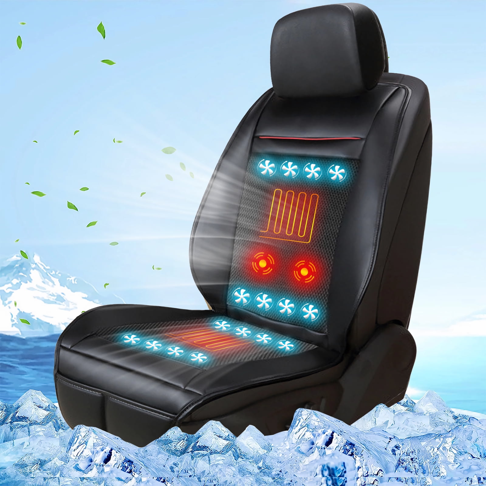 Practisol Heated Cooling Car Seat Cushion with Massager Heated Car Seat ...