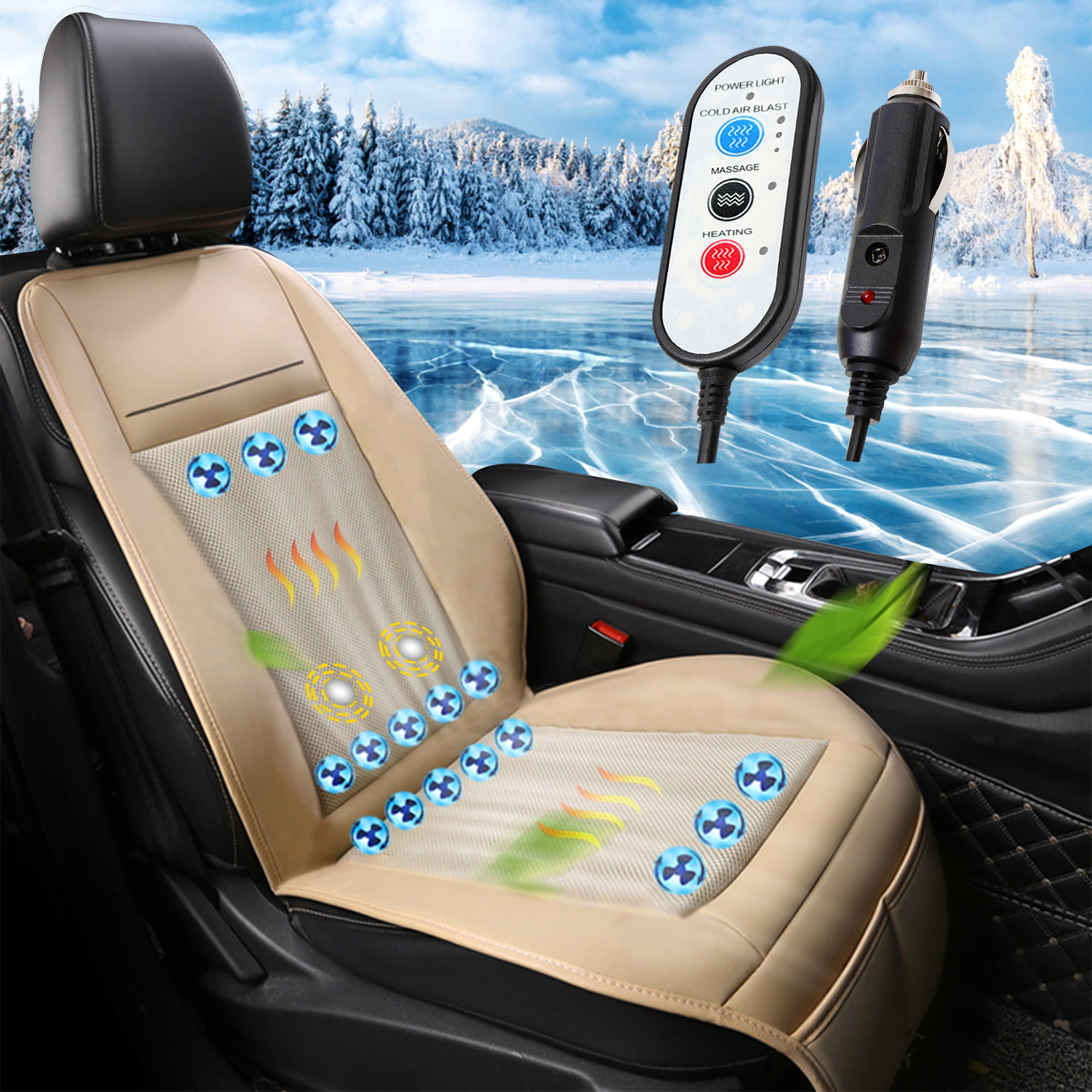 Practisol Heated Cooling Car Seat Cushion with Massage Warm Winter ...