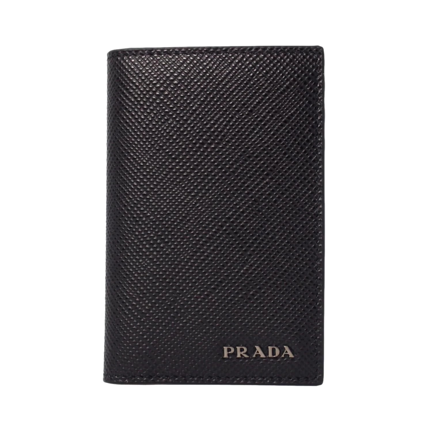 Prada Black Saffiano Leather Vertical Logo Card Holder 2MC101 - Walmart.com