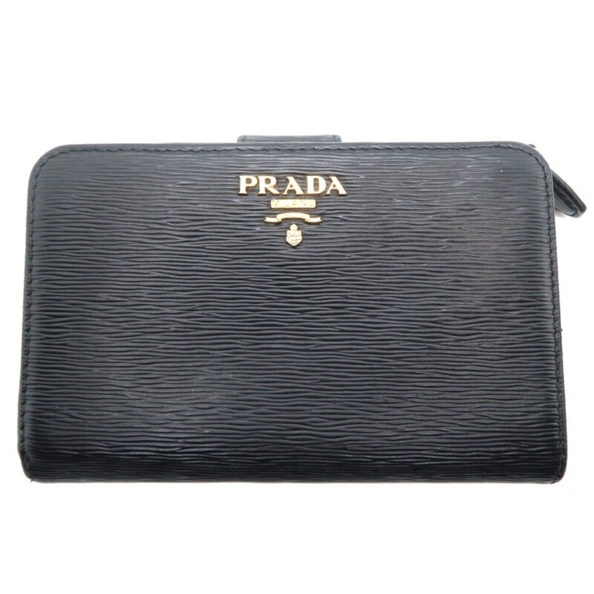 Pre-Owned Prada L-shaped women's bi-fold wallet 1ML225 leather black (Good) - Walmart.com