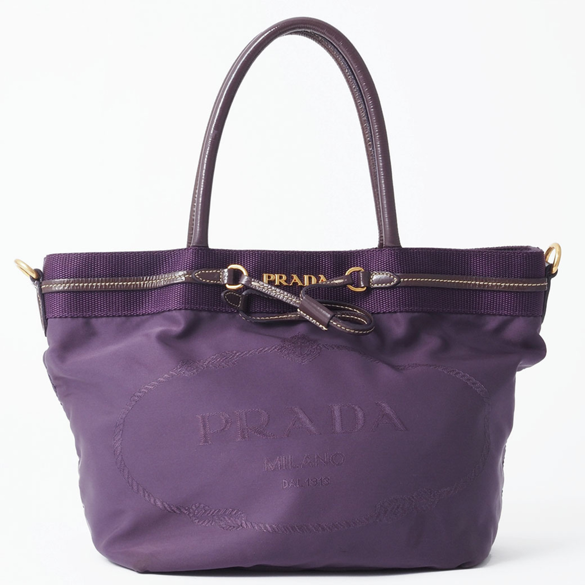 Pre-Owned Prada Nylon Tote Bag Purple BN1756 Women's Enamel A5 Handbag ...