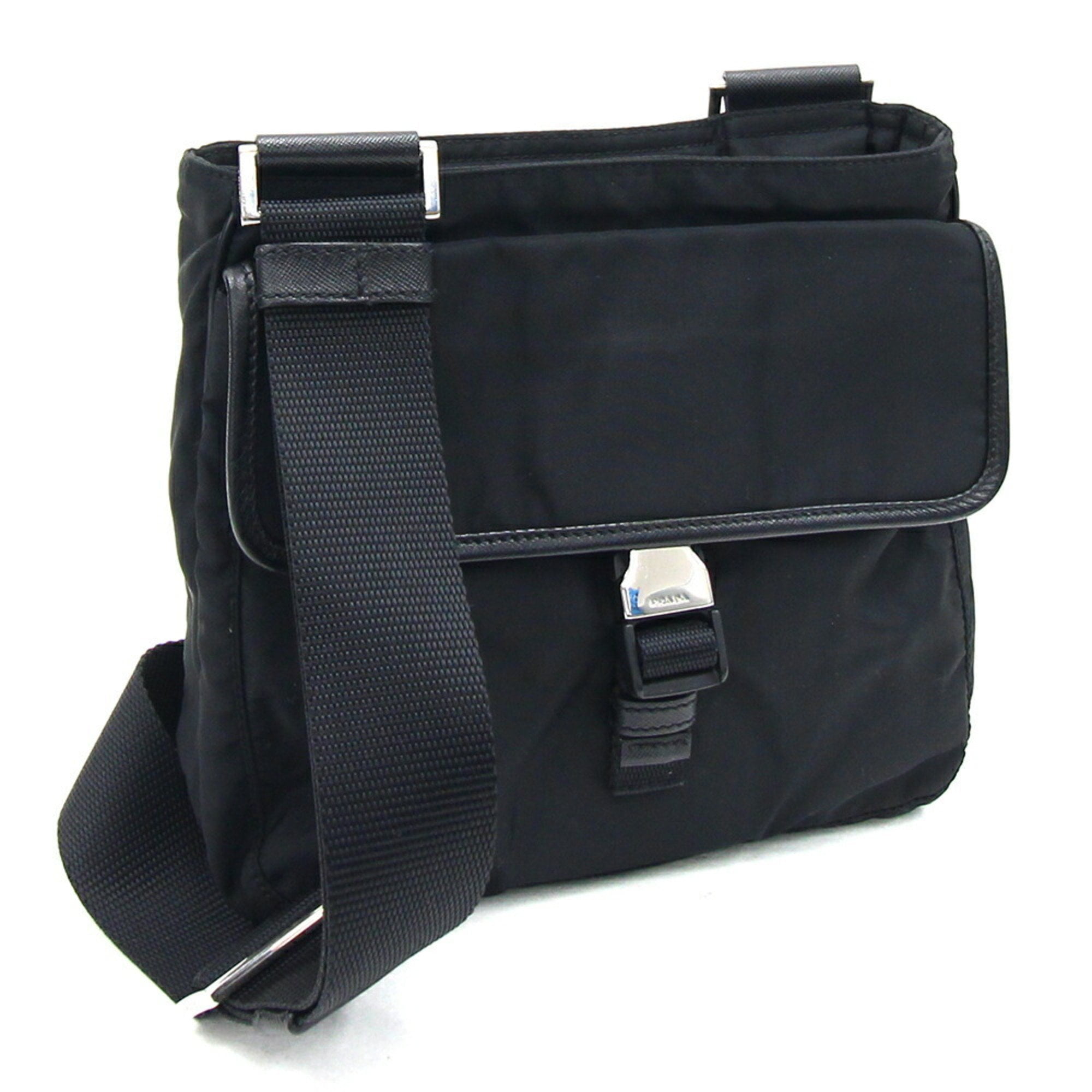 Pre-Owned Prada Shoulder Bag VA0269 Black Nylon Leather Pochette Women ...