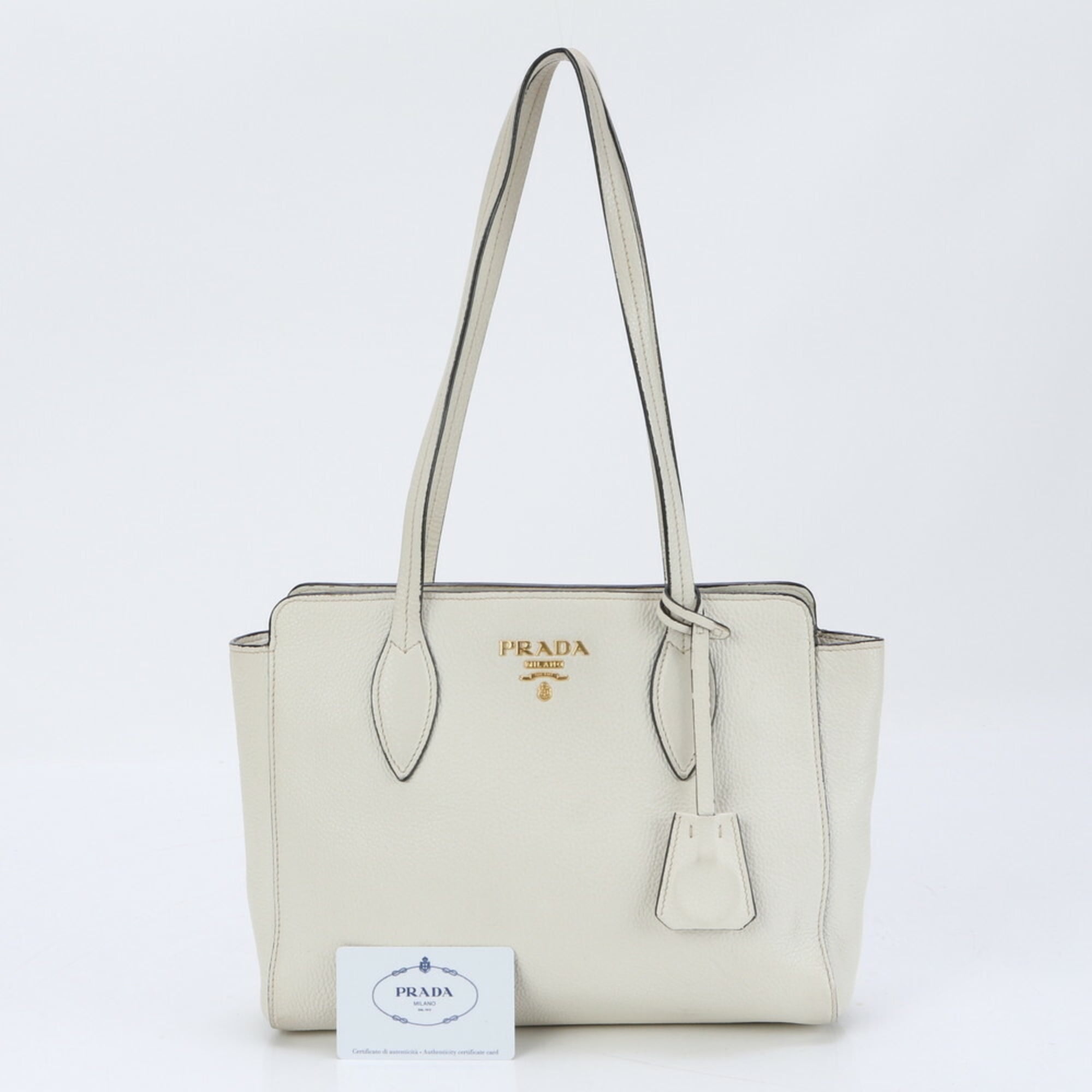 Pre-Owned Prada Vitello Phoenix Leather Handbag Tote Shoulder Bag ...