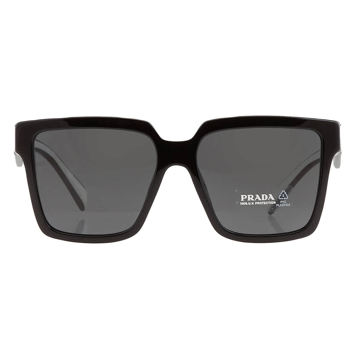 Prada Women's Square 0PR 24ZS Sunglasses in Black/Dark Grey - One Size Shades - Walmart.com