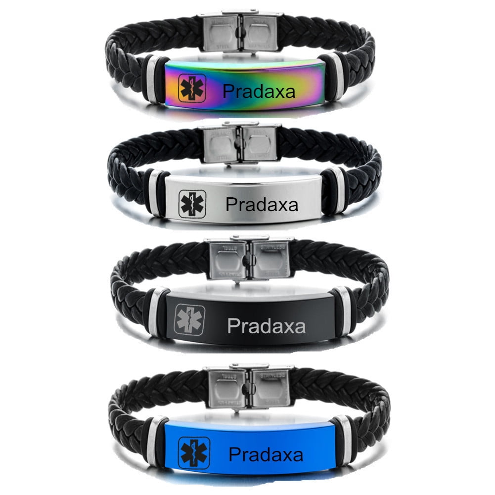 Pradaxa Medical Jewelry Set for Men Women,4Pcs Stainless Steel Braided ...
