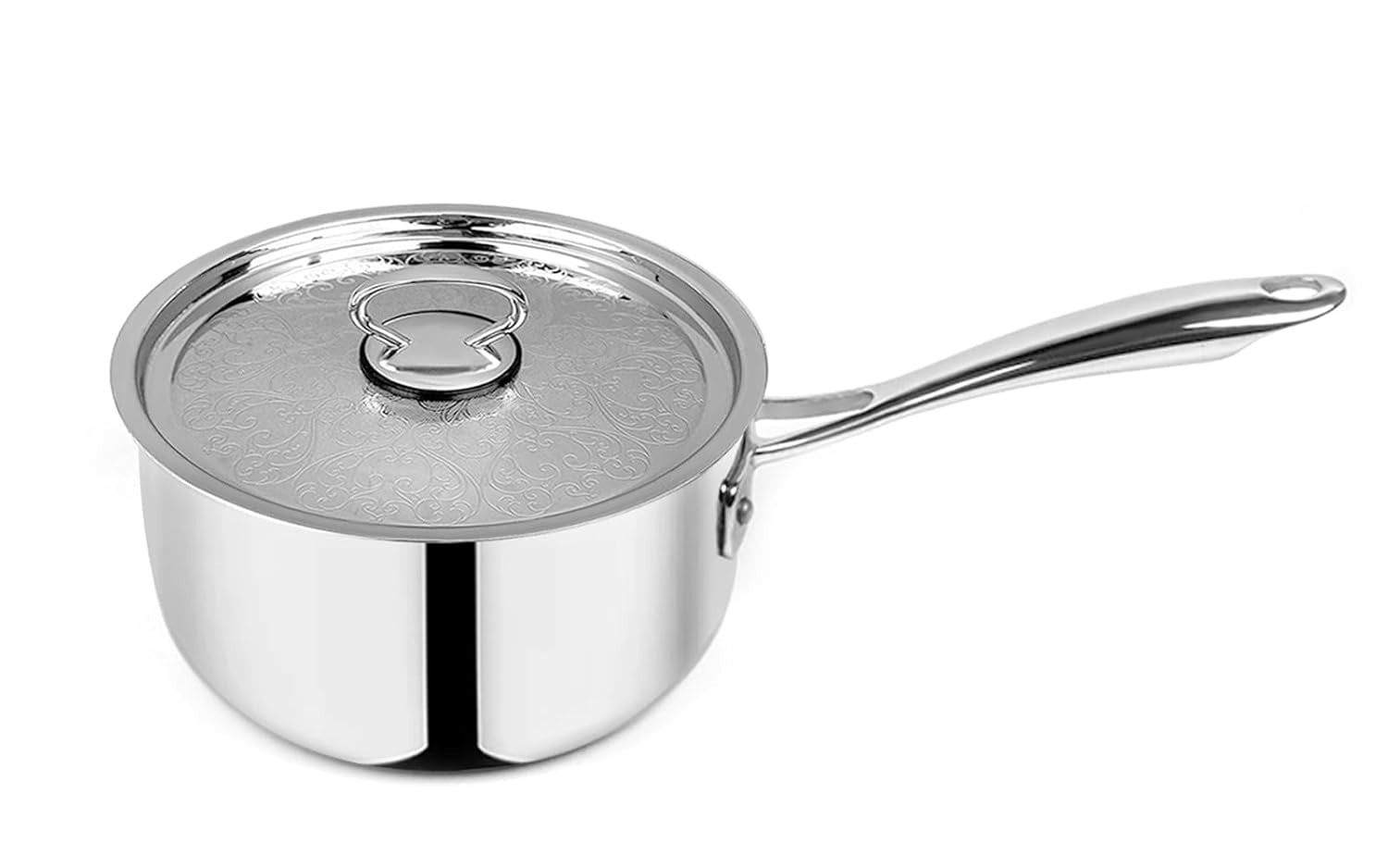 Pradeep Champion Stainless Steel Triply Saucepan with SS Design Lid Proplus 14 cm 11 LTR 14 ...