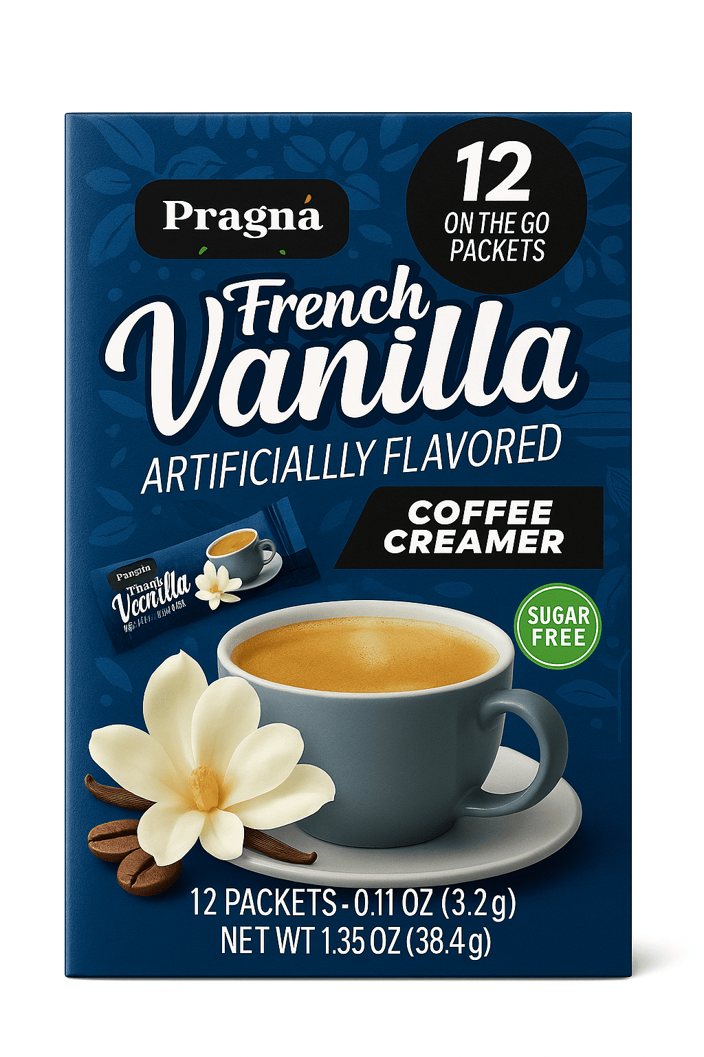 Pragna Sugar Free, French Vanilla Coffee Creamer, 12 On-The-Go Packets ...