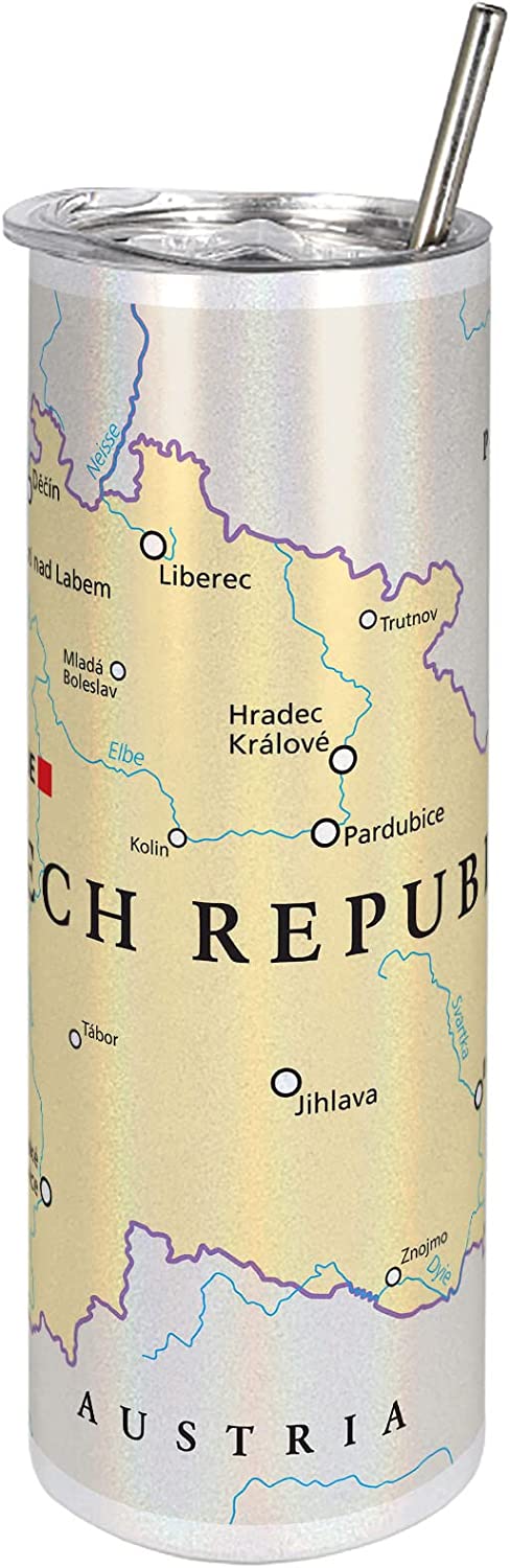 Prague 20 Oz Skinny Tumbler, Political Map of a European Country with ...