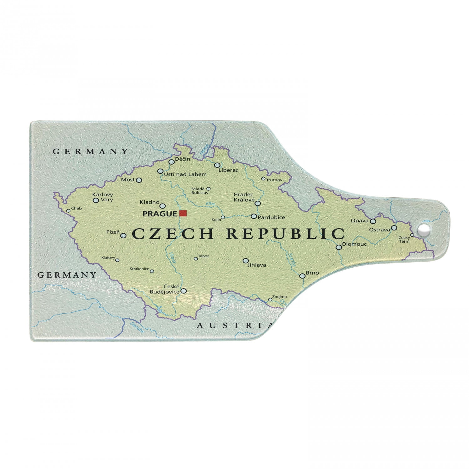 Prague Cutting Board, Political Map of a European Country with National ...