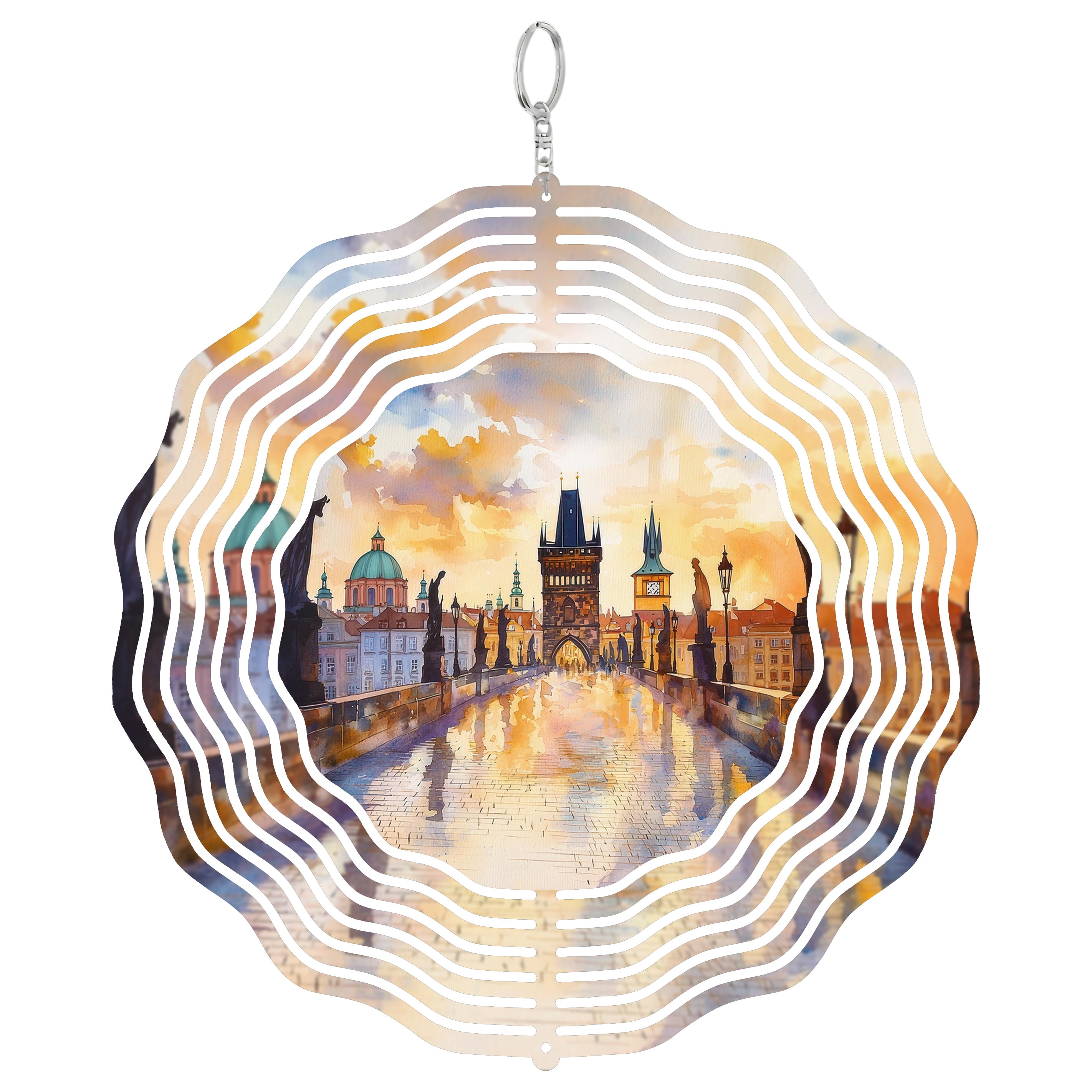 Prague Czech Charles Bridge 3D Wind Spinner Stainless Steel Kinetic ...