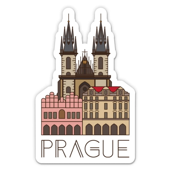 Prague Travel Landmark - 12" Vinyl Sticker Waterproof Decal - Walmart.com