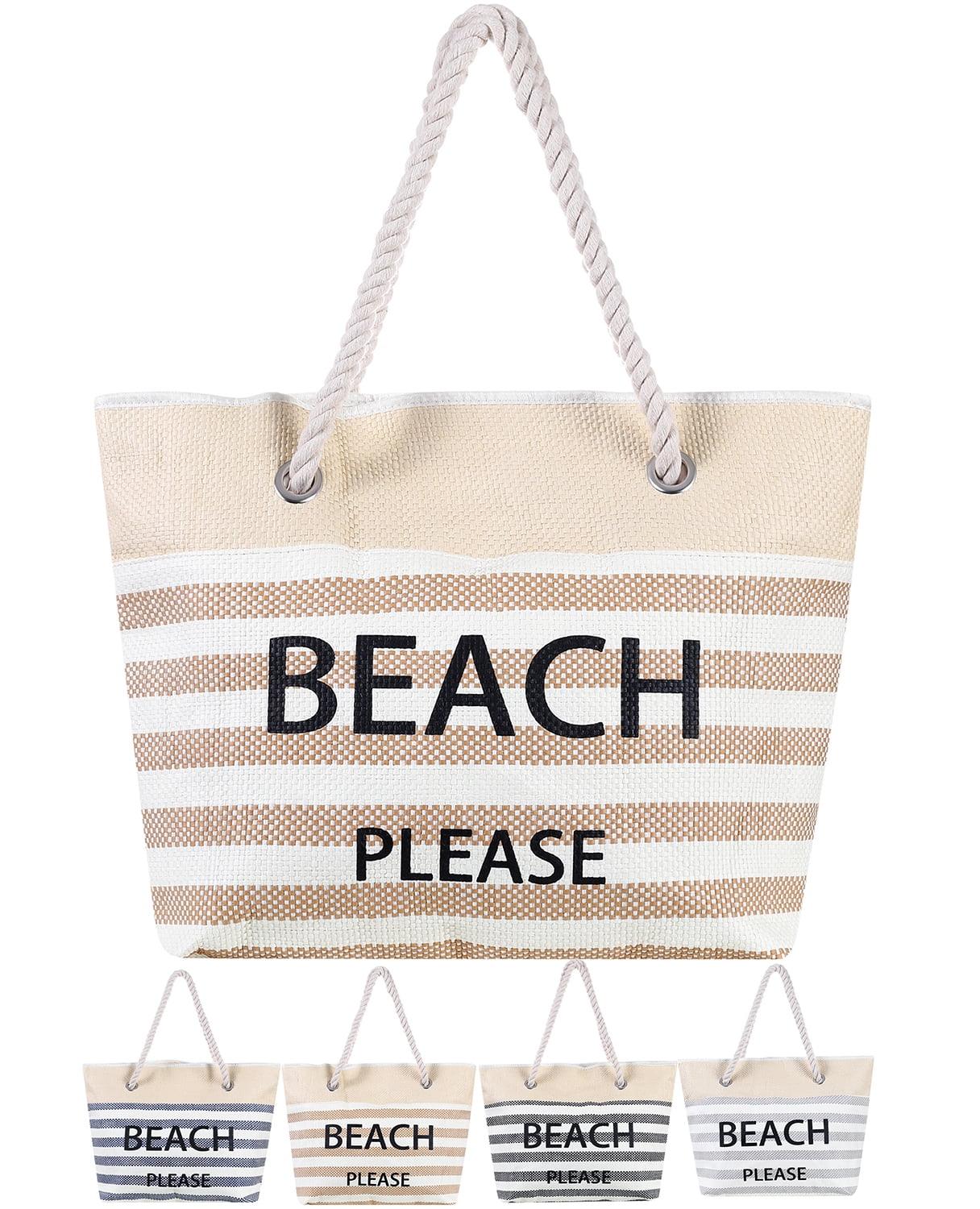 Prahalum Beach Bags for Women , Large Waterproof Sandproof Canvas Beach ...