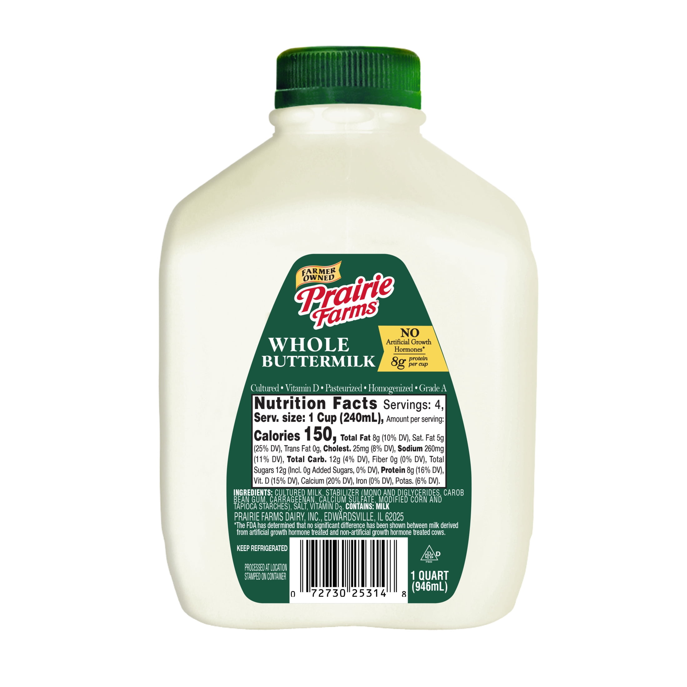 Prairie Farms Cultured Whole Buttermilk, Quart, 32 Fl Oz - Walmart.com