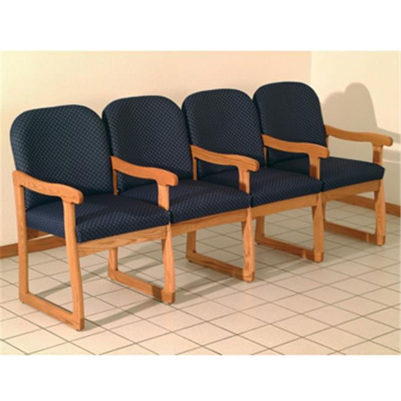 Prairie Four Seat Chair with Center Arms in Medium Oak - Arch Blue ...