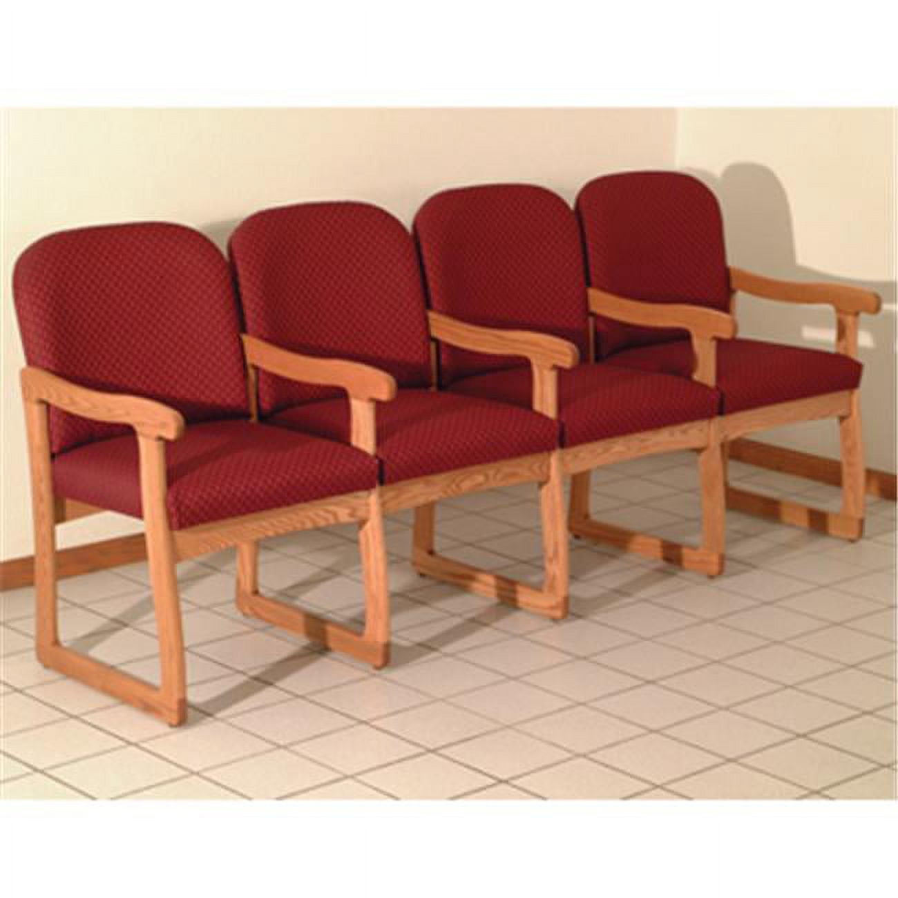 Prairie Four Seat Chair with Center Arms in Medium Oak - Arch Wine ...