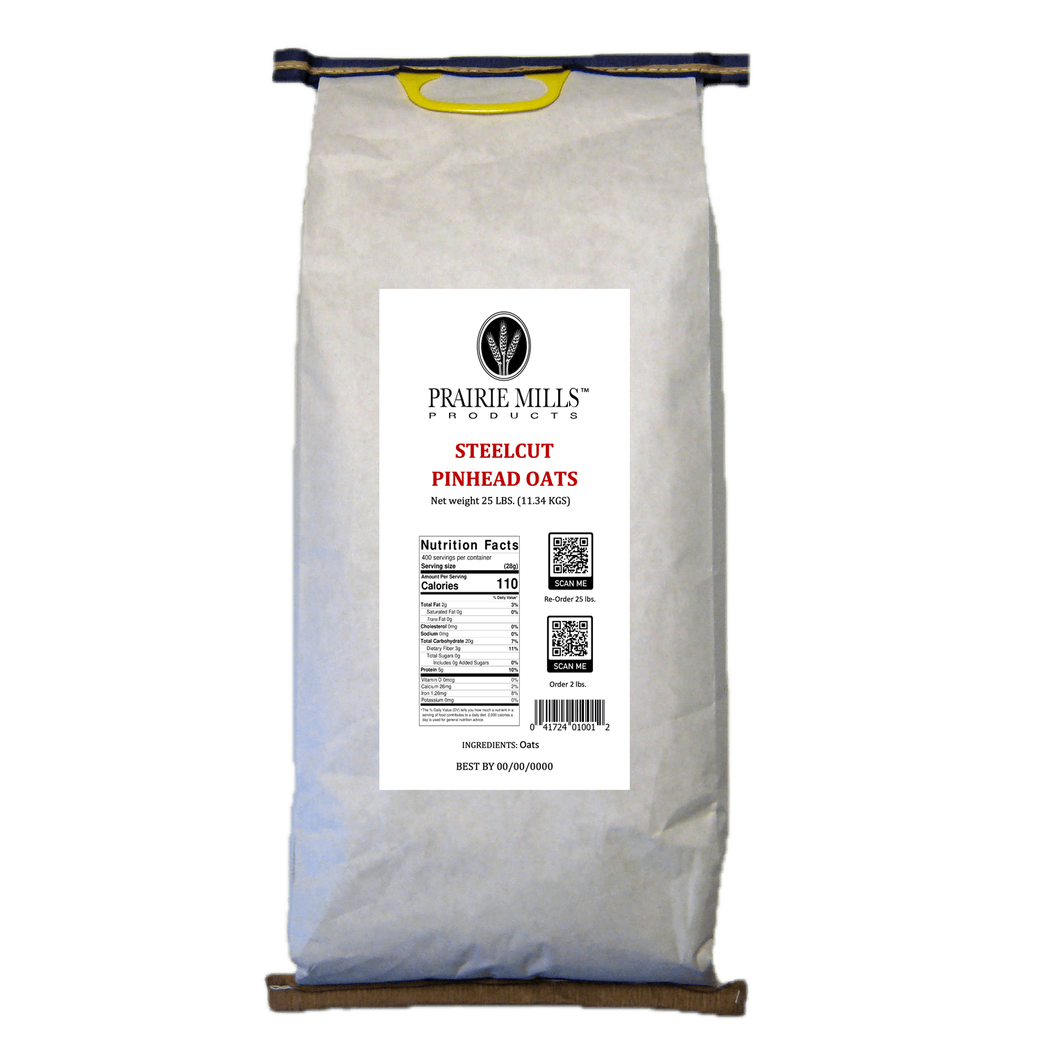 Prairie Mills Baking Steelcut Pinhead Oatmeal, 25lb Bag in Box ...