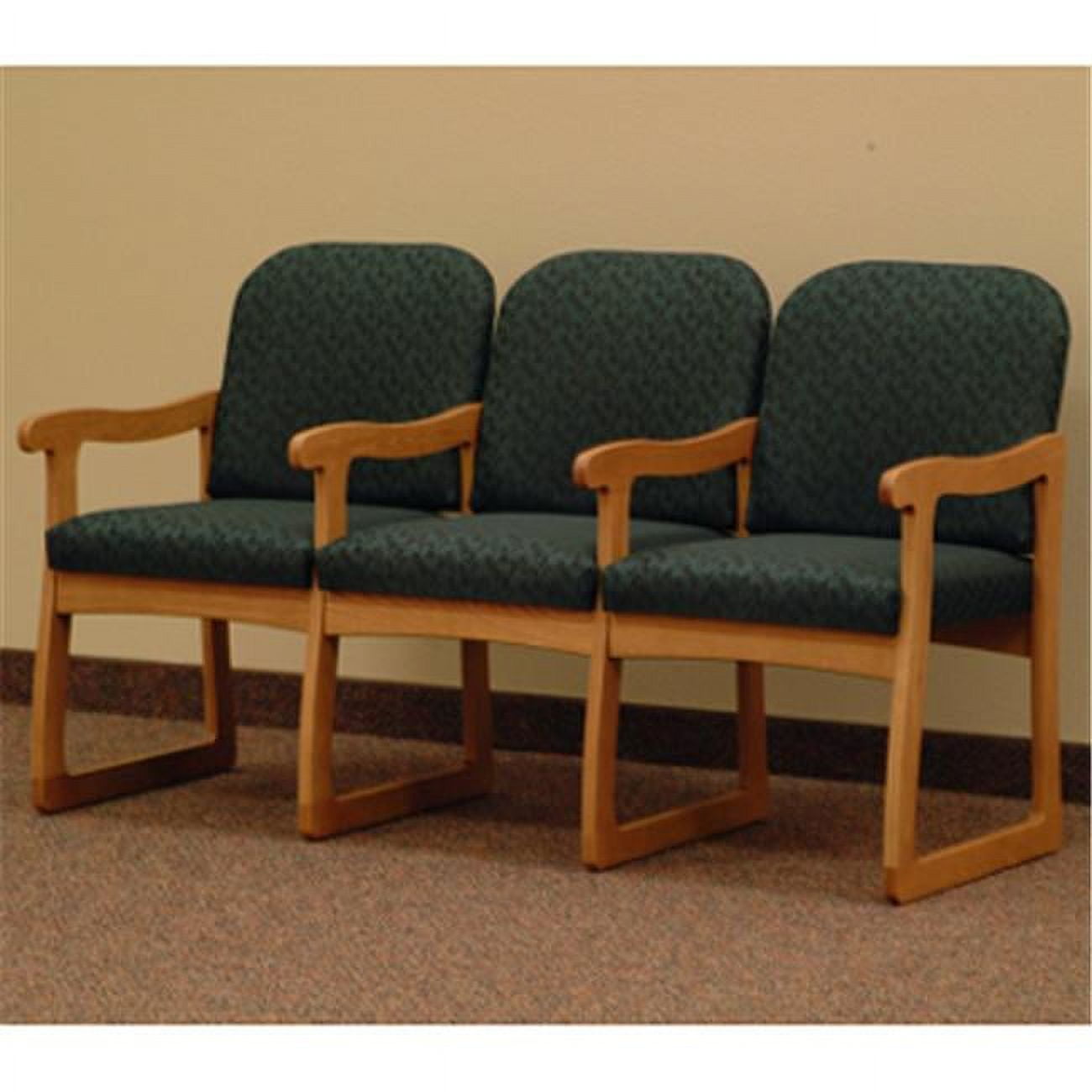 Prairie Three Seat Chair with Center Arms in Medium Oak - Leaf Green ...