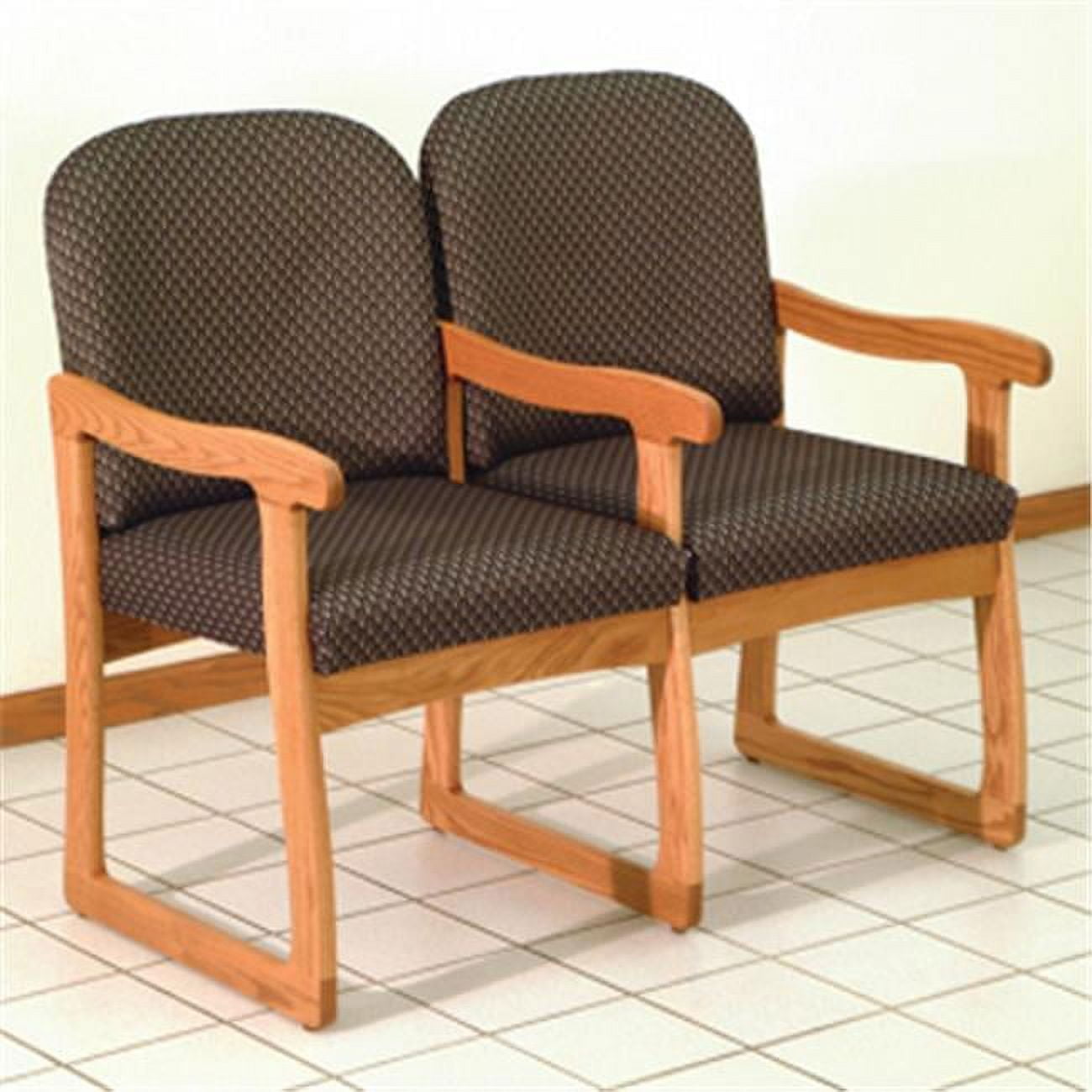 Prairie Two Seat Chair with Center Arms in Medium Oak - Arch Slate ...