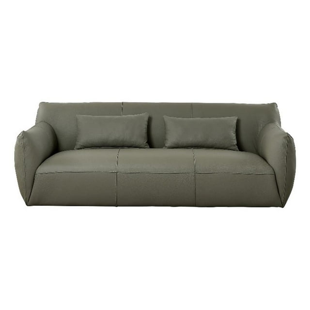 Prairie Upholstered Mid-Century Leather Sofa in Olive Green - Walmart.com